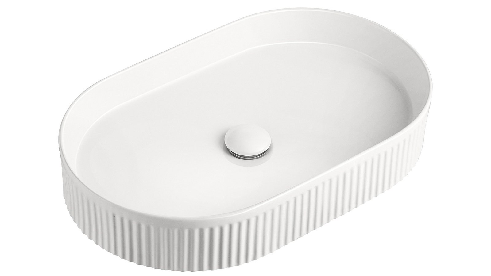 ADP Pill Fluted Above Counter Basin - Gloss White | Harvey Norman