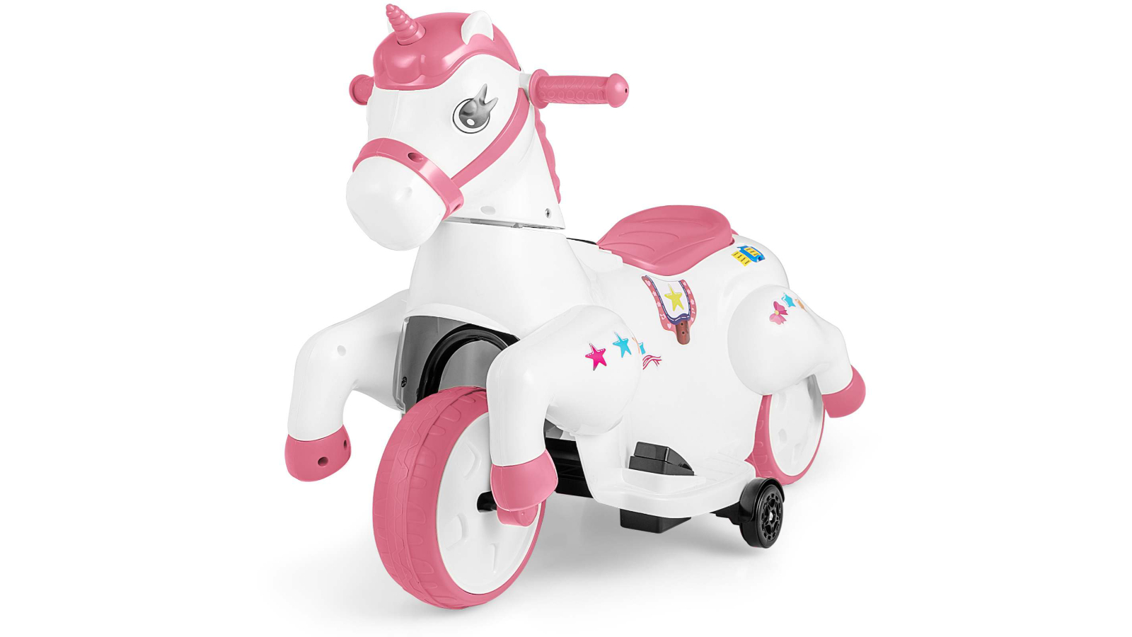 Costway 12V Unicorn Motorcycle Ride-On Toy Pony with Training Wheel ...