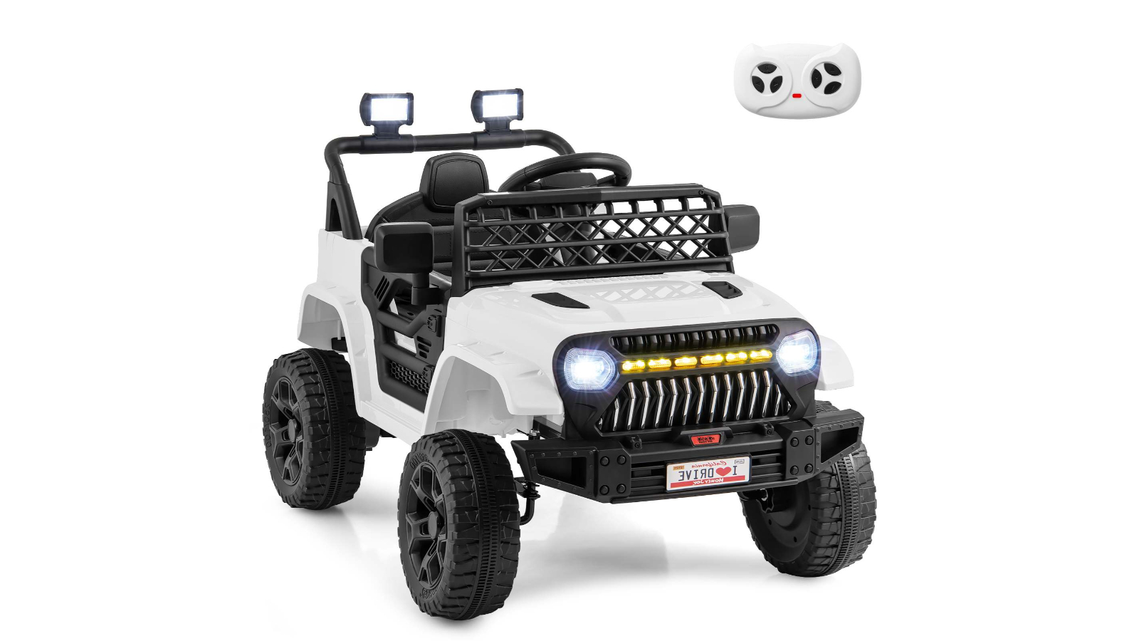 Costway 12V Electric Vehicle Dual Motor Ride-On Car Toy - White ...