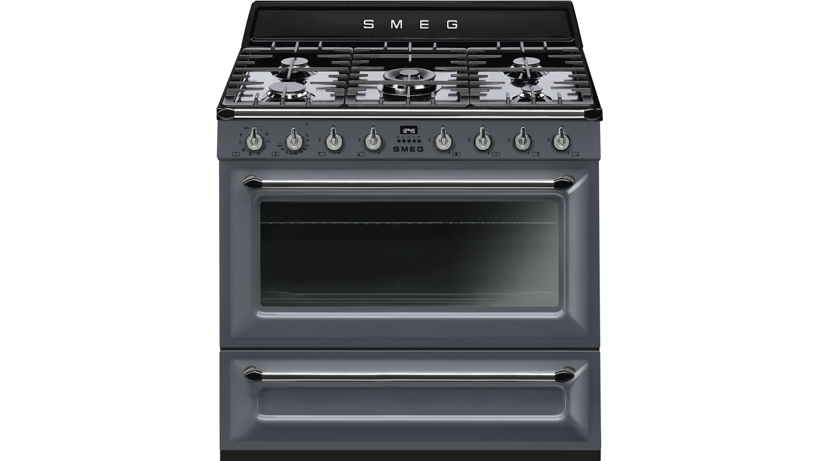 Smeg 900mm Victoria Dual Fuel Freestanding Cooker - Slate Grey | Harvey ...