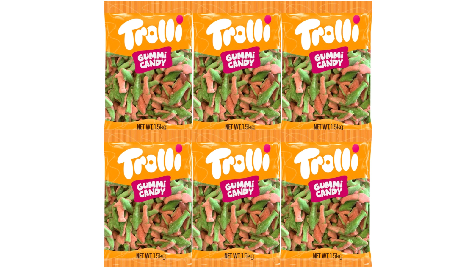 Trolli Pack of 6 Watermelon Shark Lollies Candy Bag Bulk - 1.5kg ...