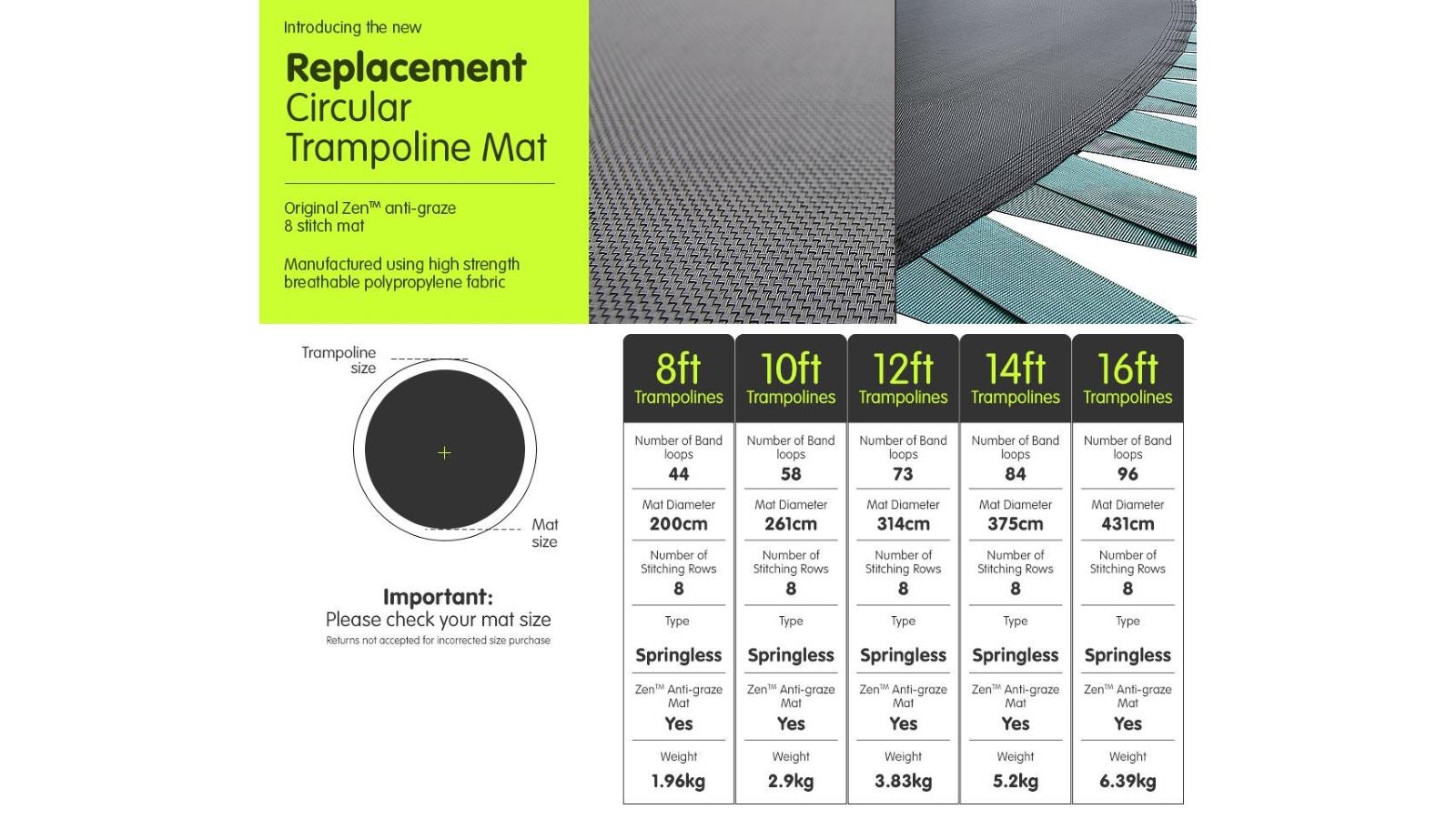 Kahuna Springless Elastic Mat Trampoline - 12ft | Harvey Norman