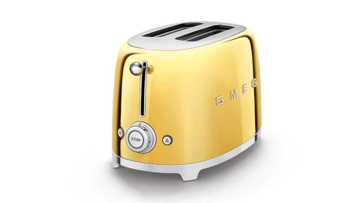 Smeg 50's Retro Style 2 Slice Toaster - Gold | Harvey Norman