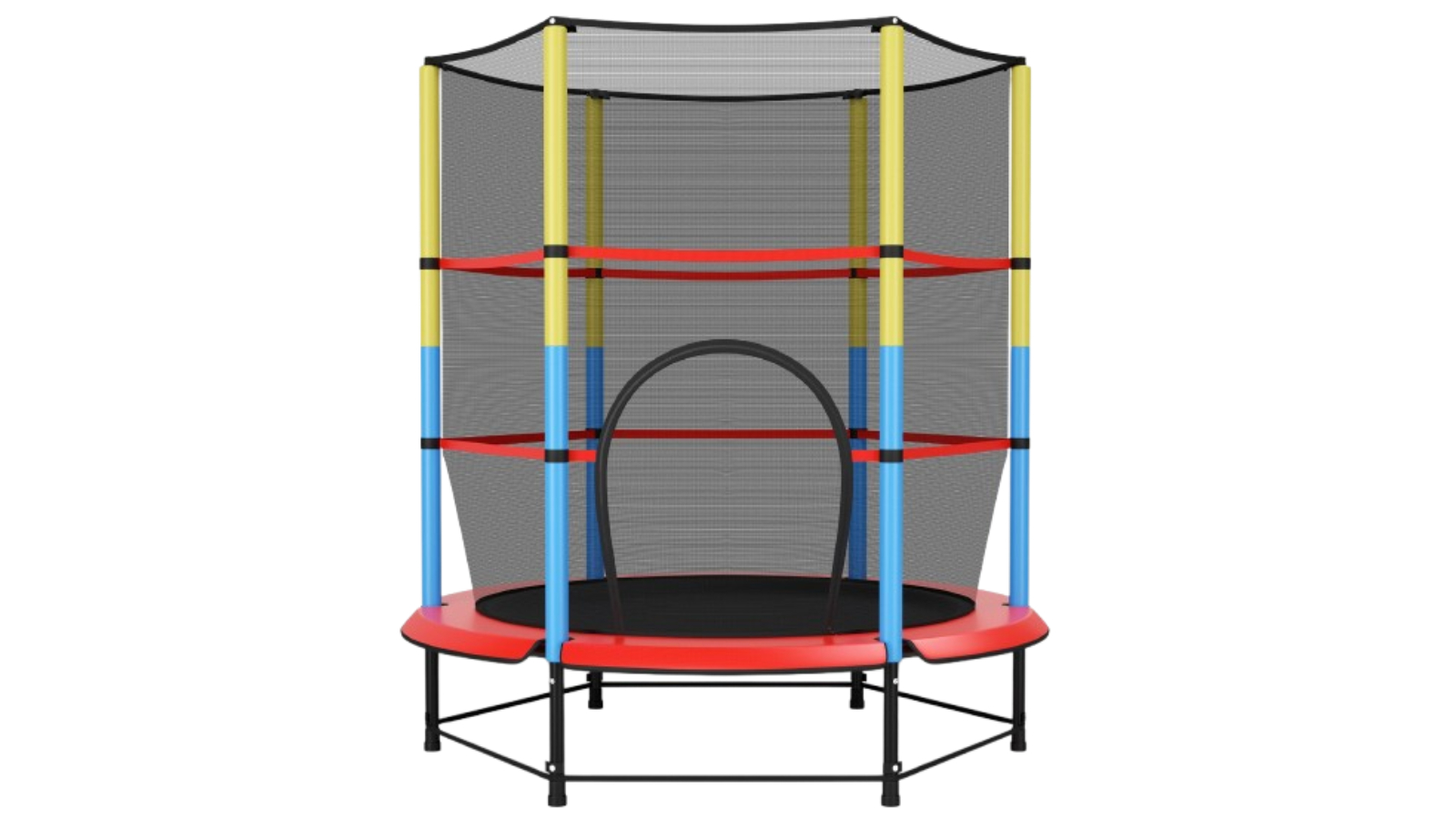 Costway Armrest Rebounder Trampoline with Enclosure Net - Black ...