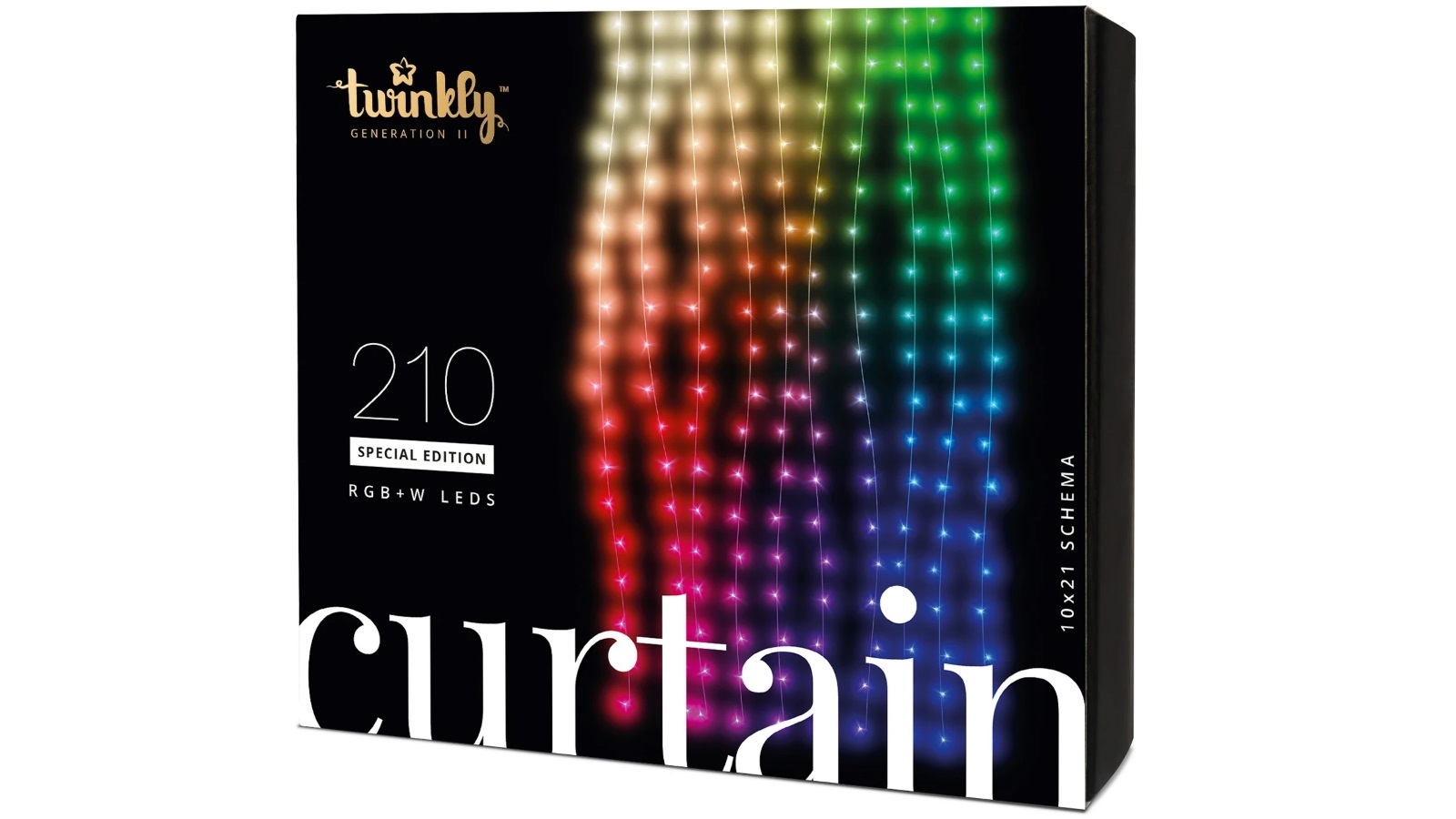 Twinkly Generation II Smart 210 RGB Colour/White Curtain Lights ...