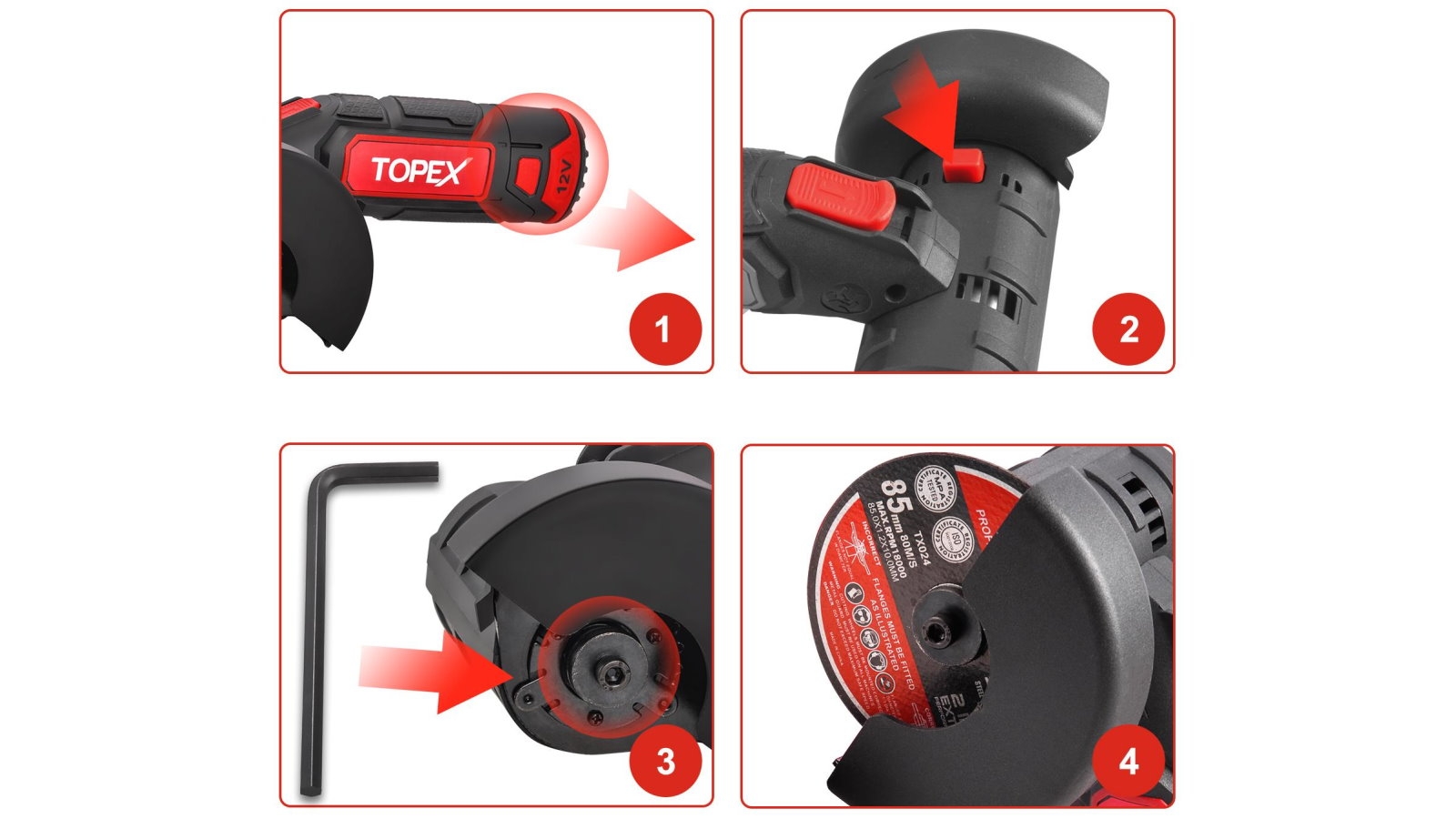 Topex 12V Cordless Angle Grinder with 2 Polishing Disc | Harvey Norman
