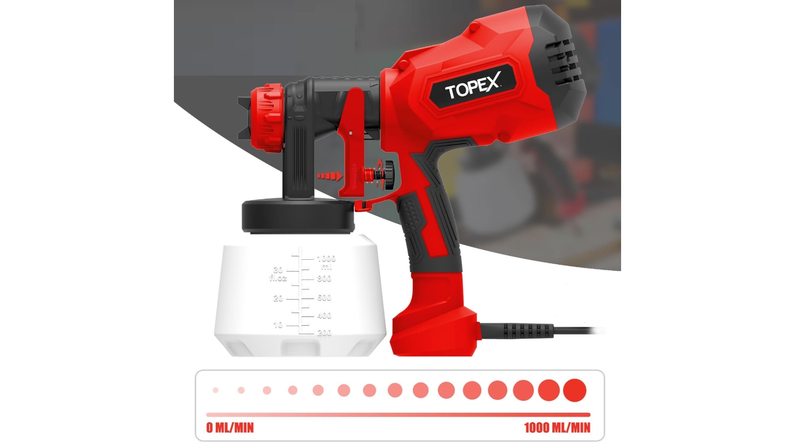 TOPEX 400W Handhold Electric Paint Sprayer Gun - 1000ml | Harvey Norman