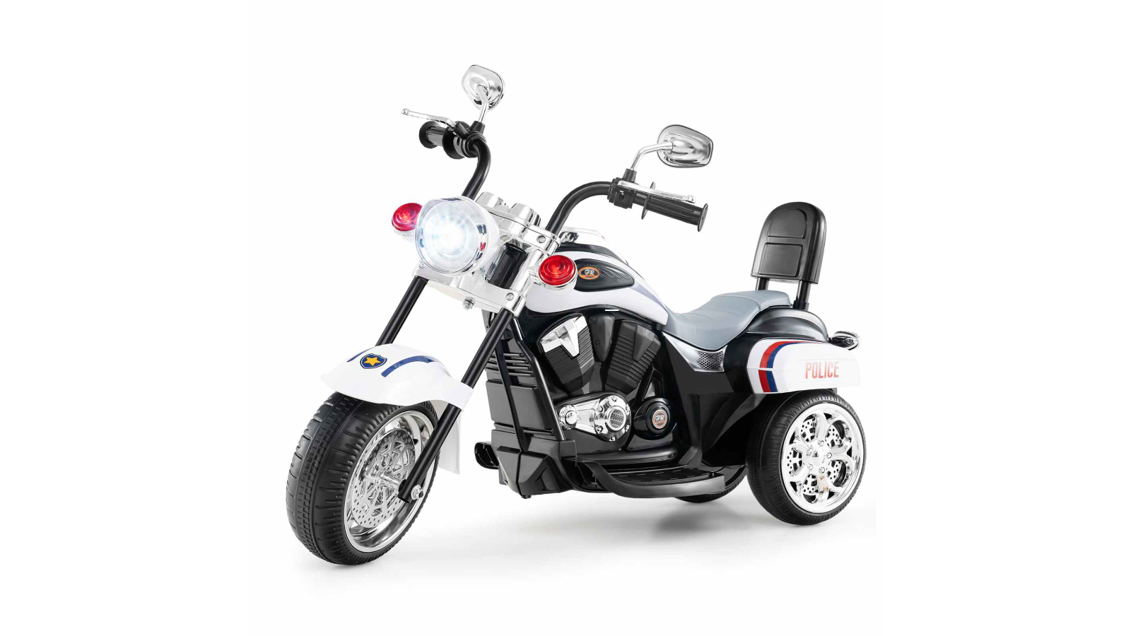 Costway 6V Kids Police Ride-On 3-Wheel Motorcycle with LED Headlight ...