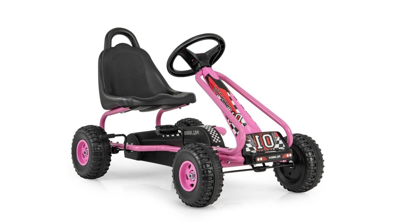 Costway 4-Wheel Go Kart Pedal Powered Ride-On Toy - Pink | Harvey Norman