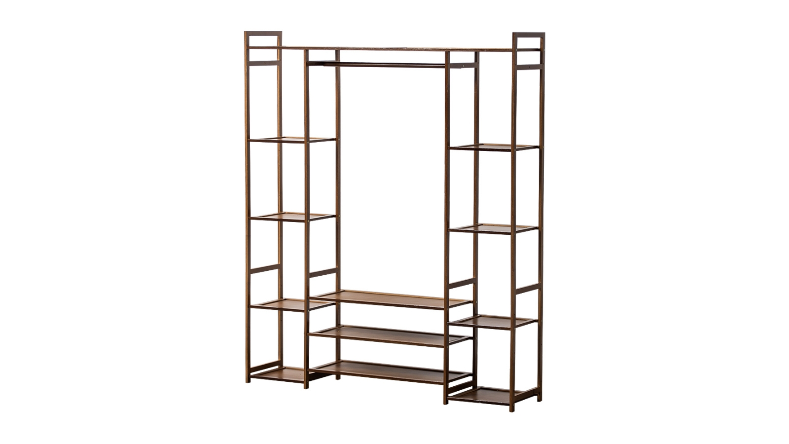 Aaron Furb Dark Oak Bamboo Clothes Rack with Shelves | Harvey Norman