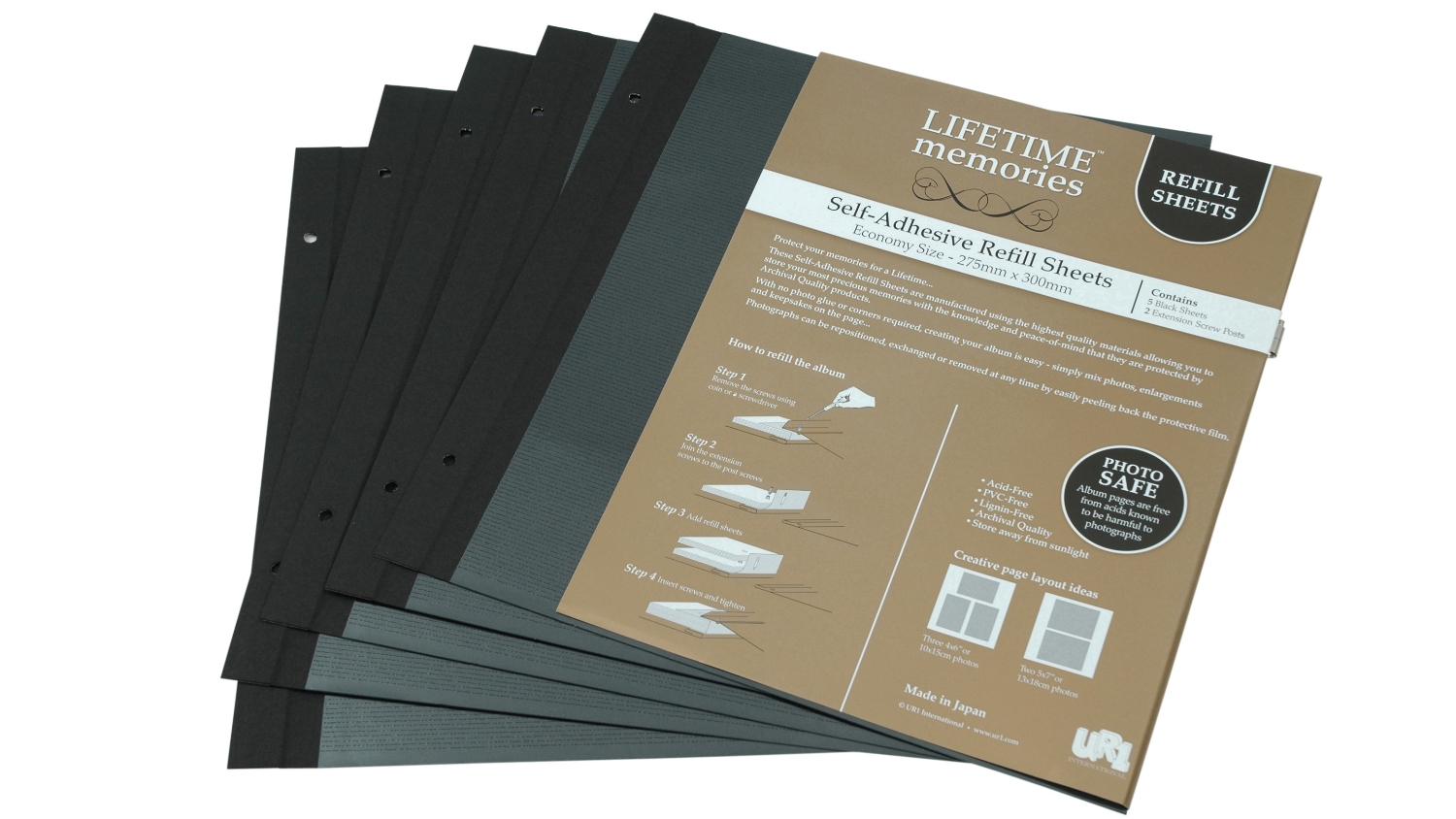UR1 Self Adhesive Economy Album Refill 5 Pack - Black | Harvey Norman