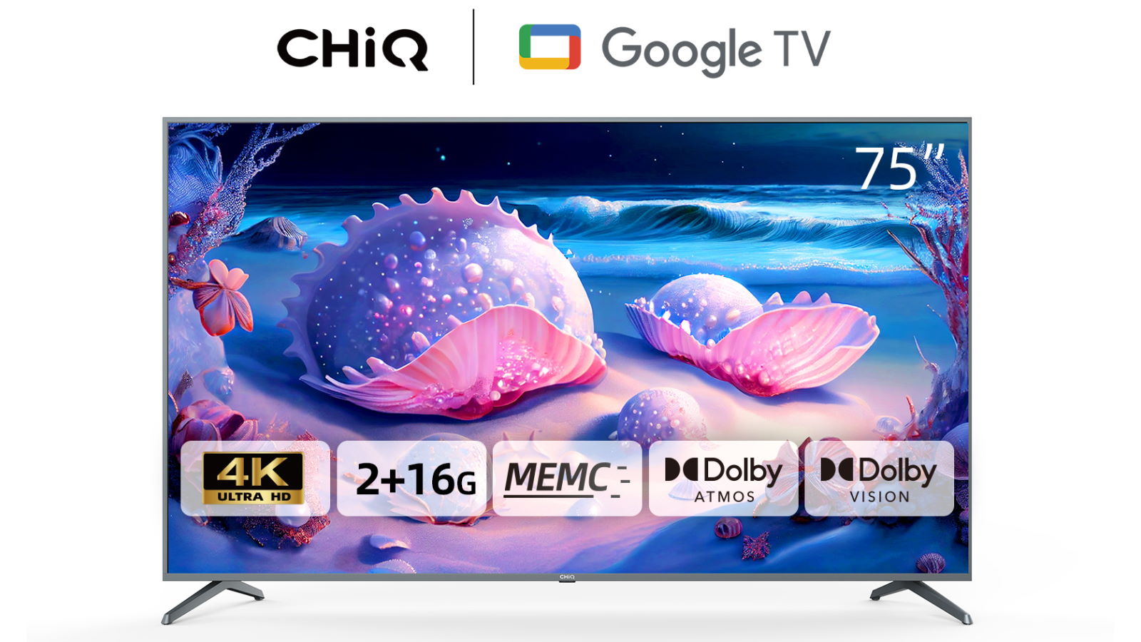 ChiQ 75-inch F8TG 4K UHD LED Google TV with Metal Frame | Harvey Norman