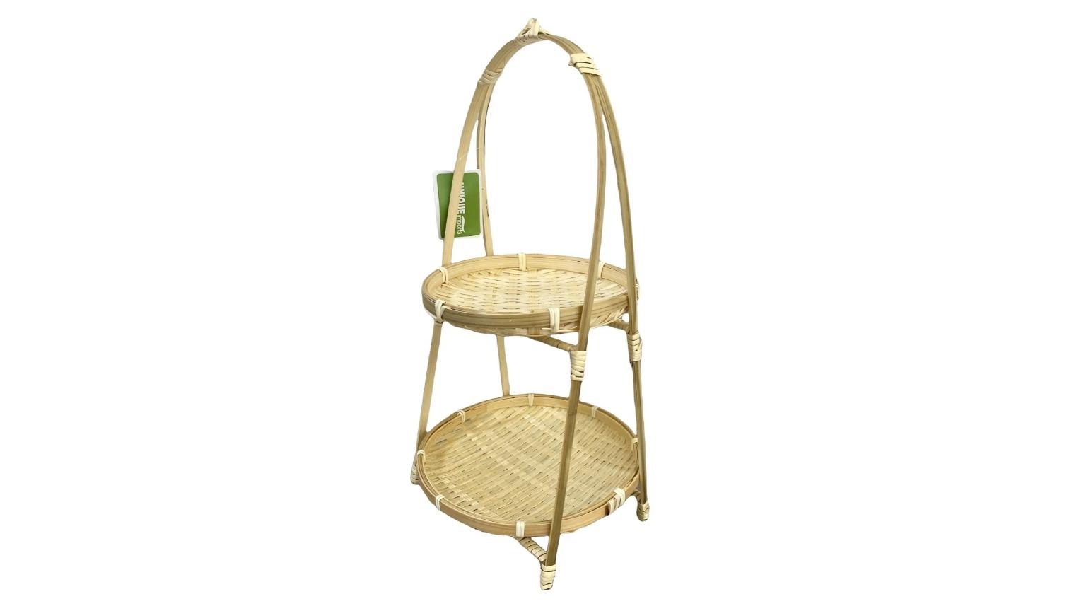 Unique 2-Tier Bamboo Serving Rack Stand - Natural | Harvey Norman