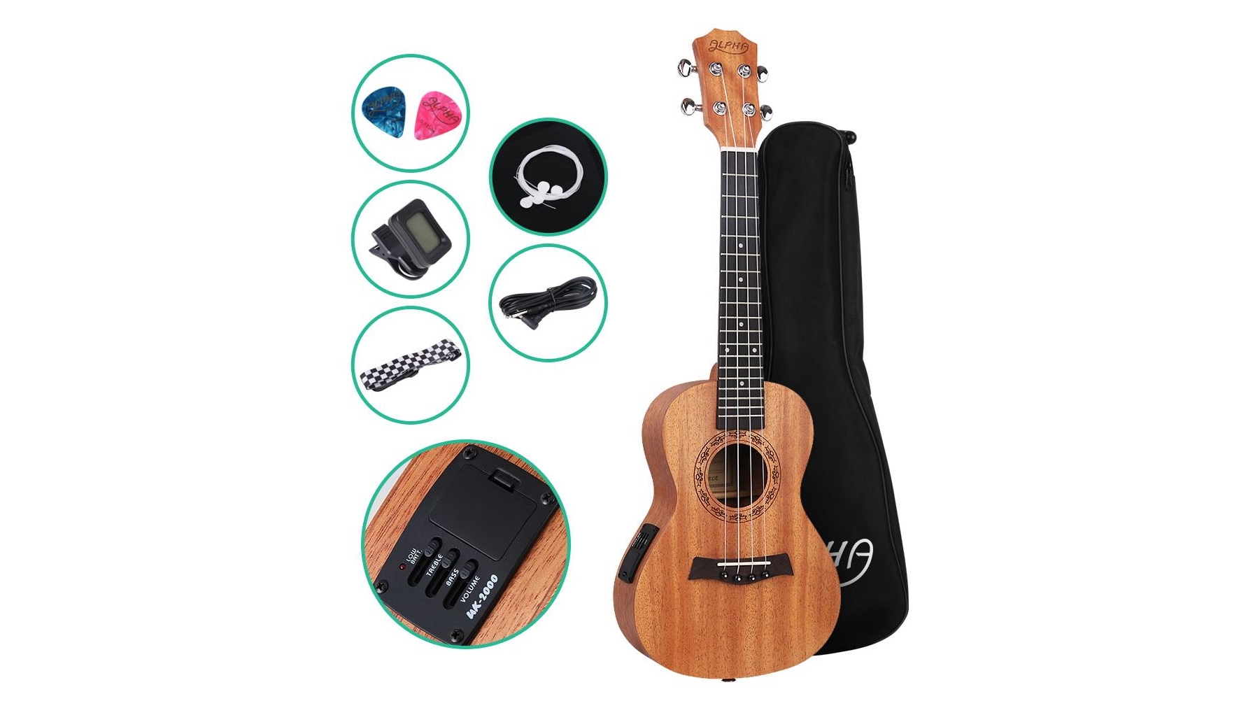Alpha 26-inch Electric Tenor Ukulele with Tuner - Natural | Harvey Norman