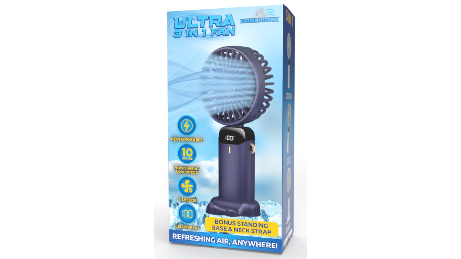Koolmaxx Ultra 3-in-1 Rechargeable Fan - Blue | Harvey Norman