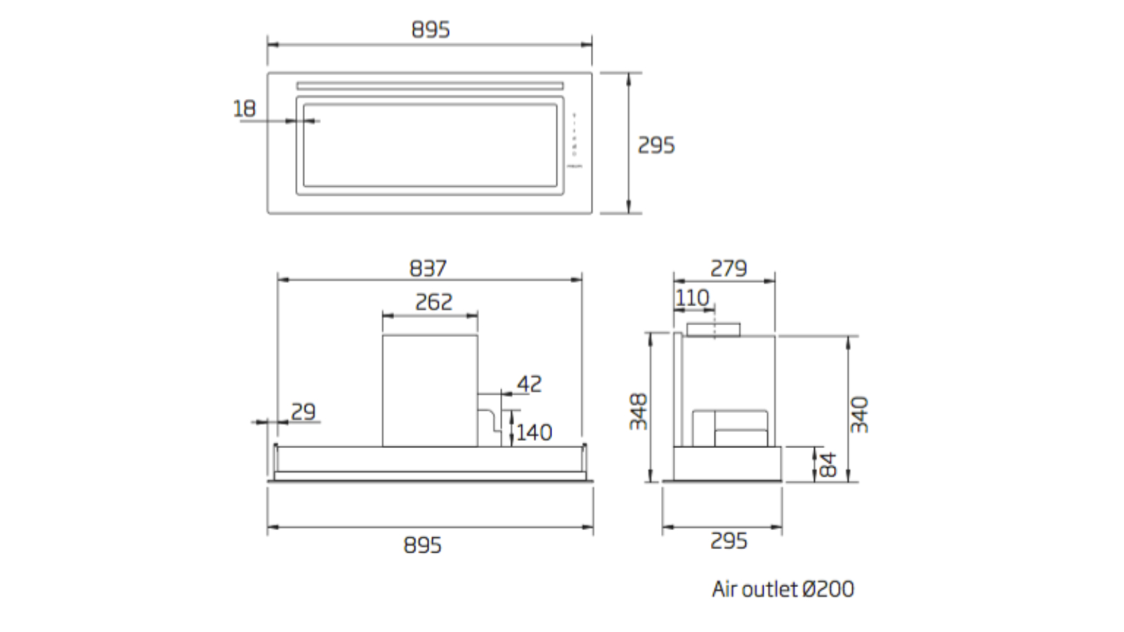 Schweigen 90cm Perimeter Aspiration Silent Undermount Rangehood with ...