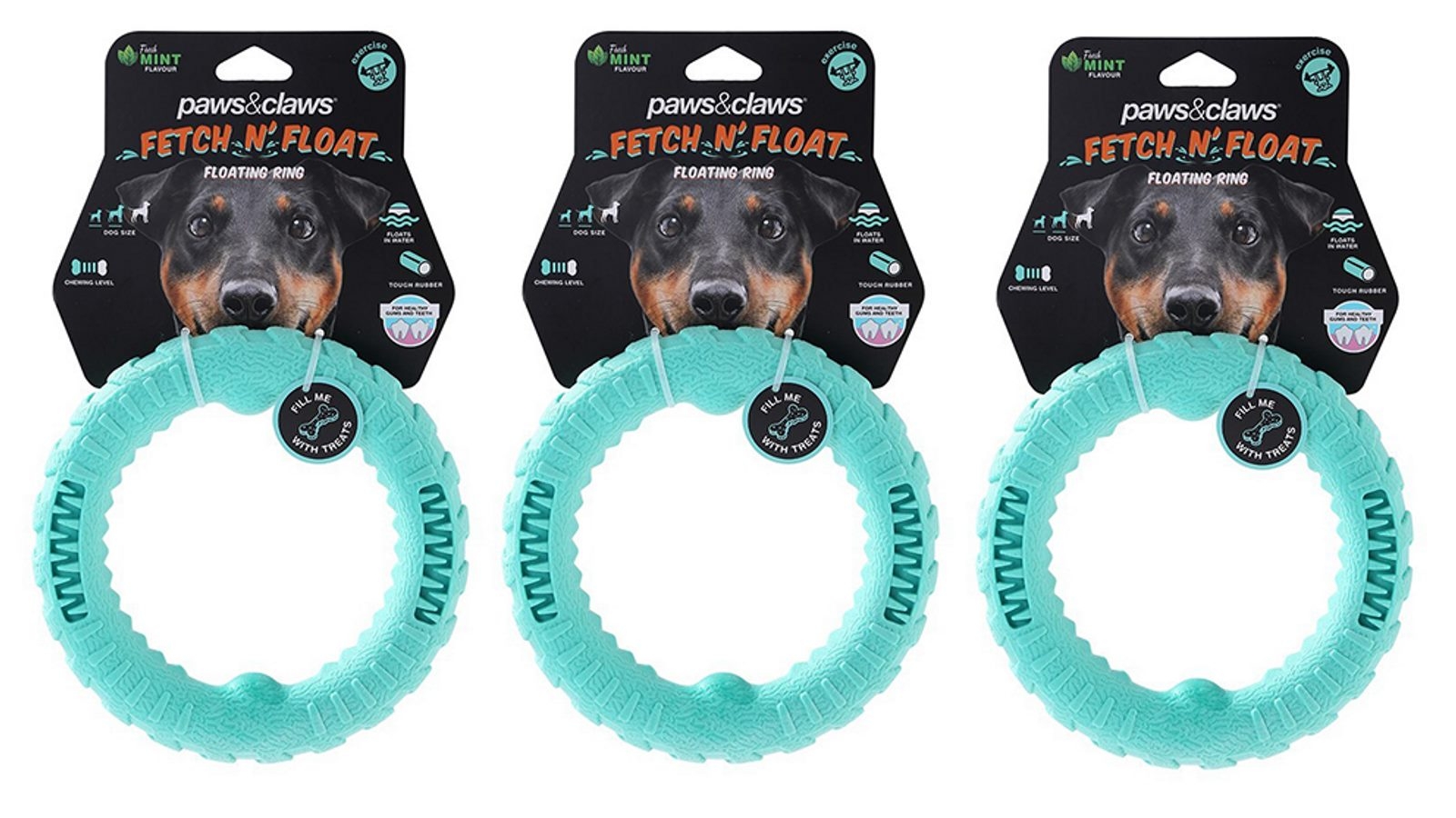 Paws and Claws Fetch n Float Floating Ring Pet Dog Toy - Aqua | Harvey ...