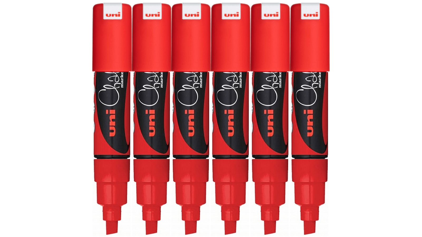 Uni-Ball PWE8K Pack of 6 Thick Chisel Tip Chalk Marker - Red | Harvey ...