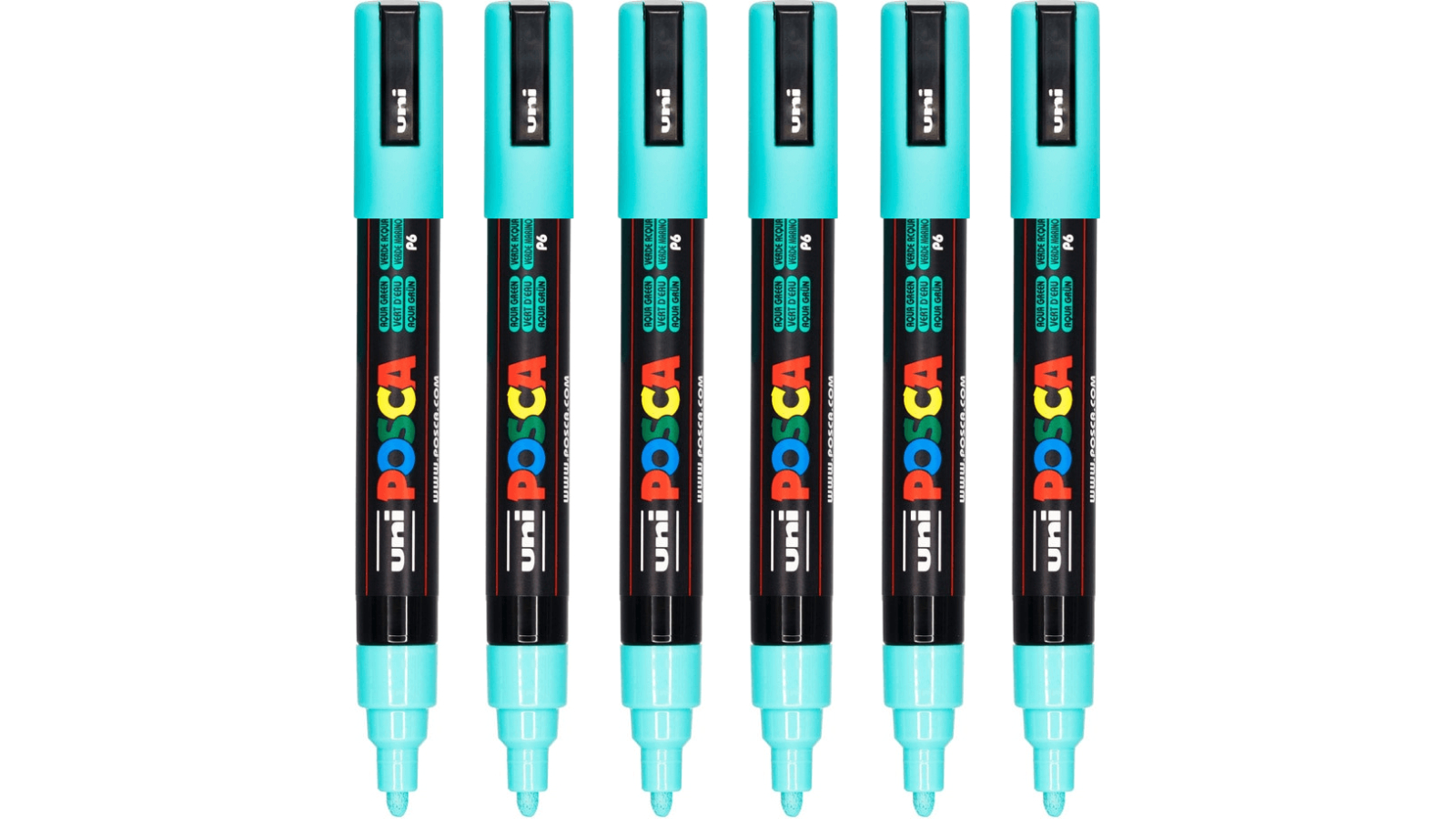 Posca PC-5M Pack of 6 Medium Bullet Tip Poster Marker - Aqua Green ...