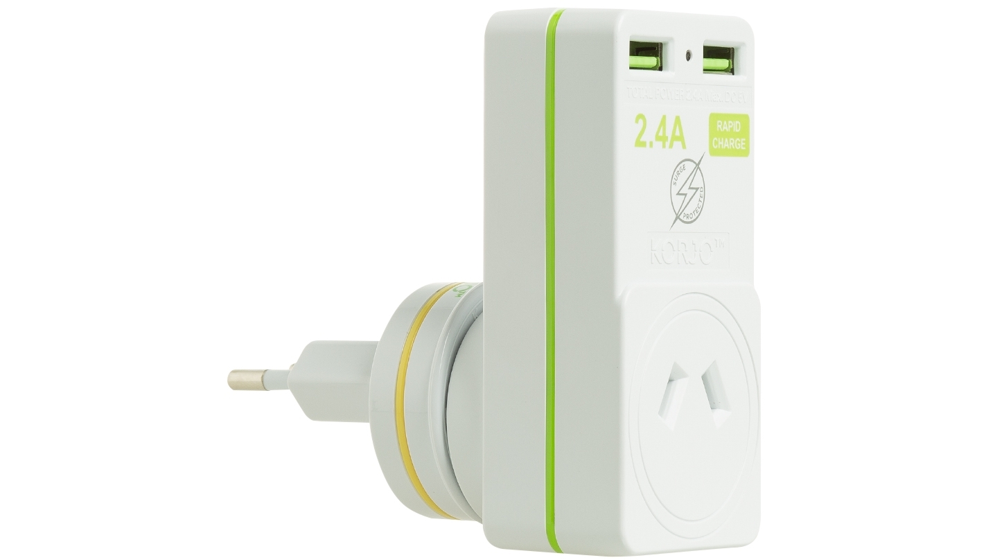 Korjo USB & Power Adapter - Australia & Italy/Switzerland | Harvey Norman