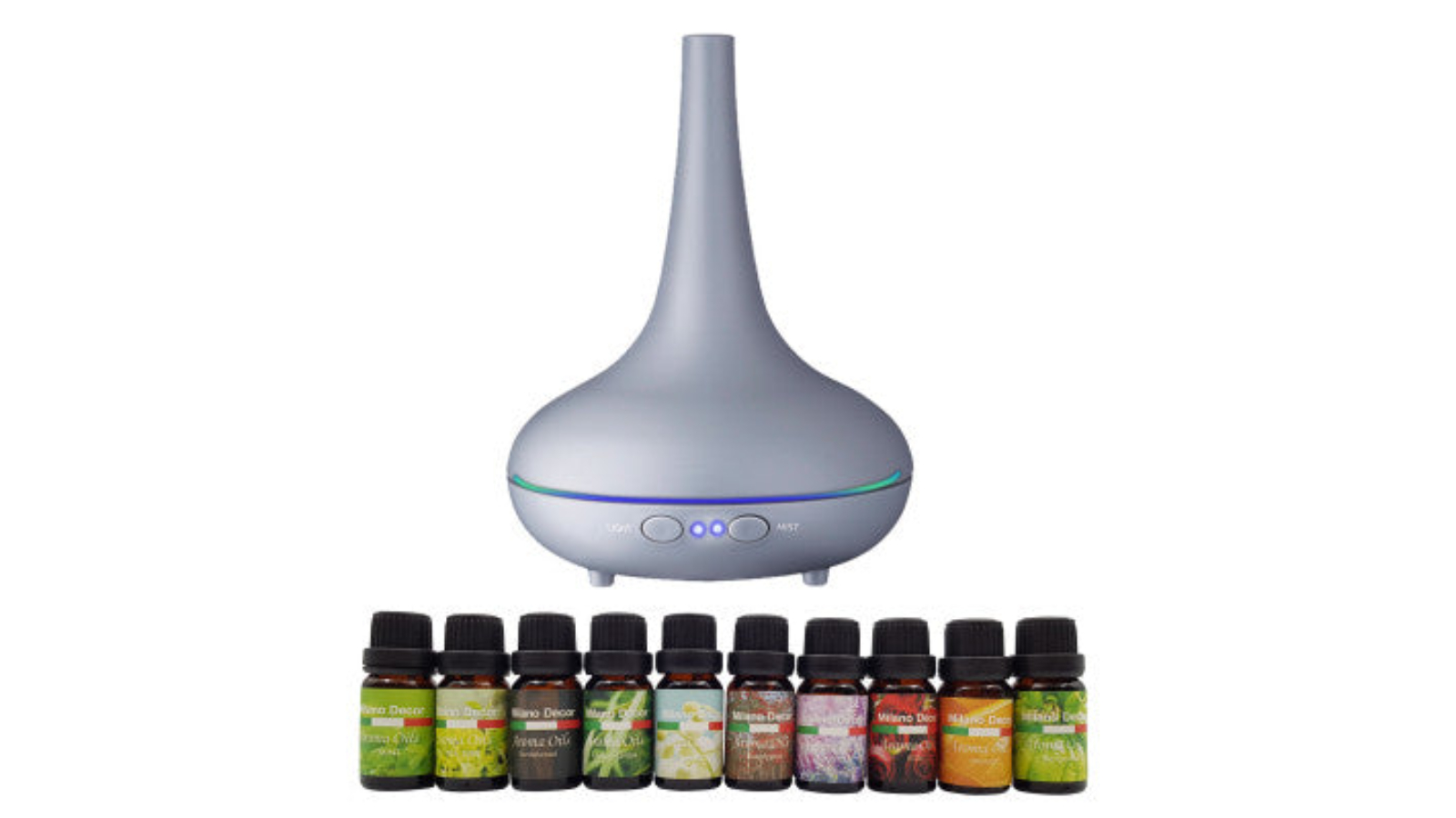 Milano Decor Diffuser Set with Pack of 10 Aromatherapy Oil - Matte Grey ...