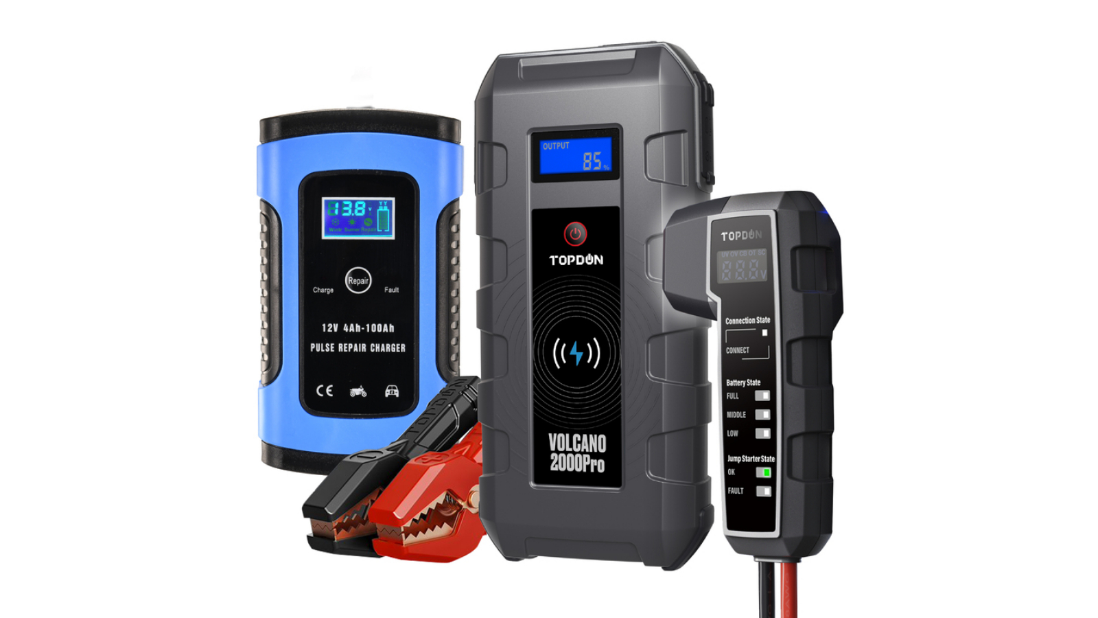 Topdon Car Jump Starter Booster Lithium 12V Battery Charger Tester ...