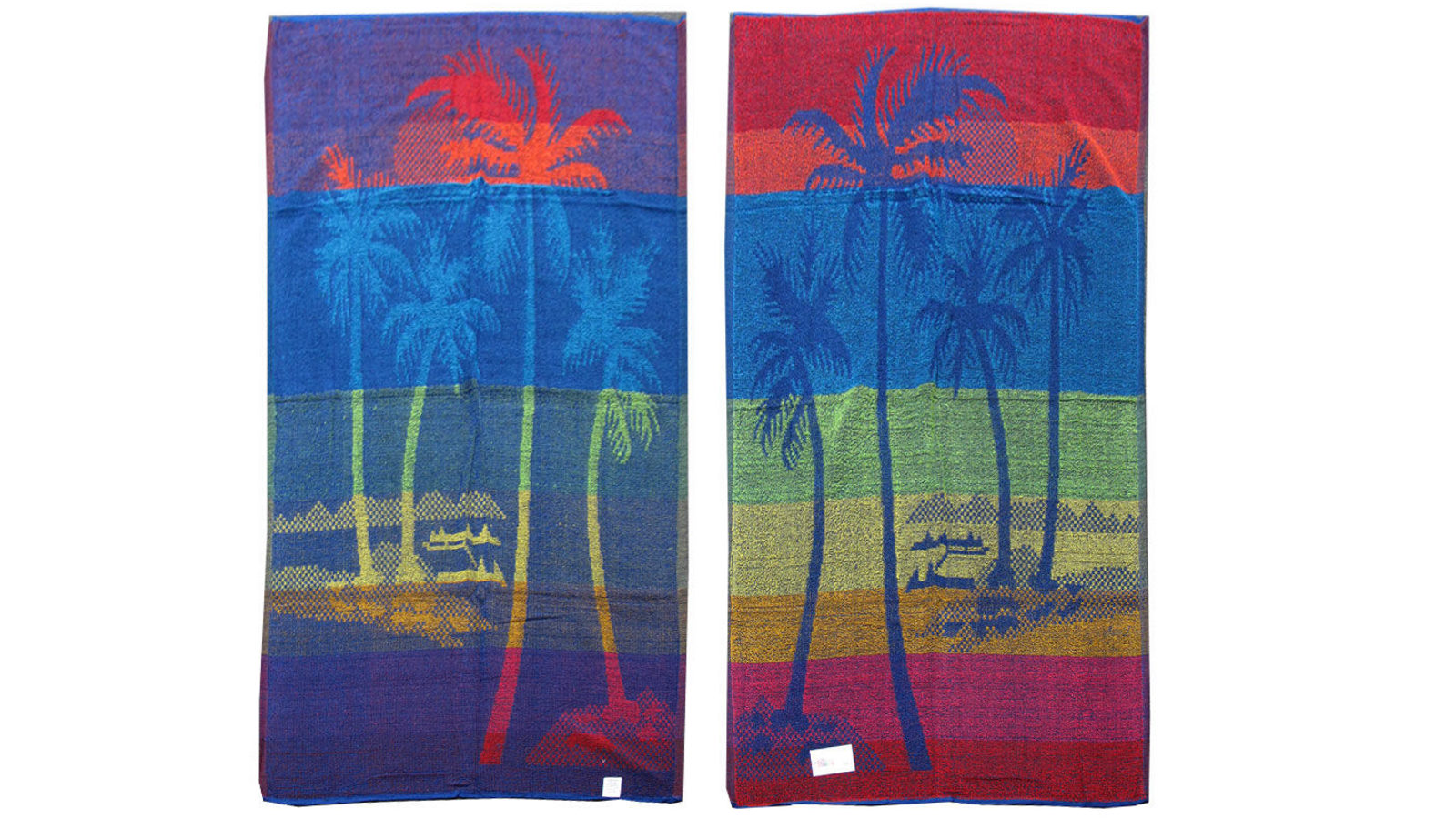 Appleby & Co Imperfect Set of 4 Jacquard Terry Beach Towels Palm Tree ...