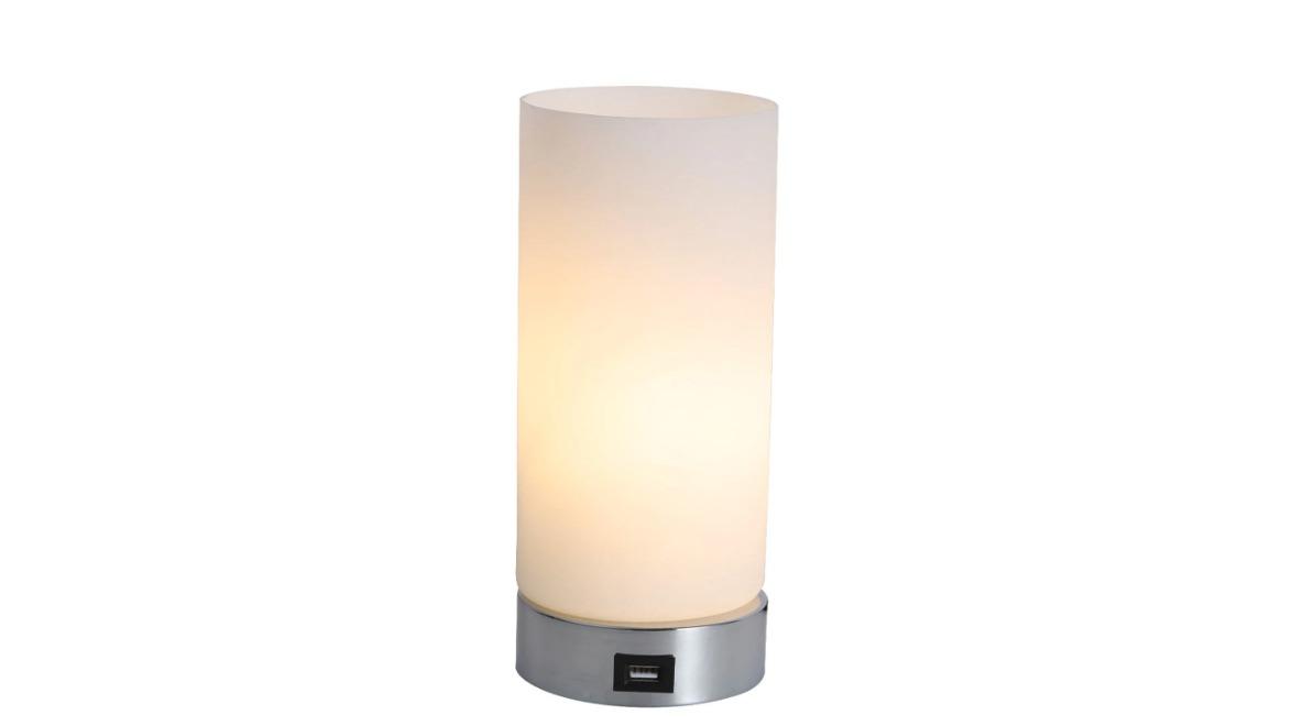 Lexi Lighting Julie Cylinder Touch Lamp with USB Port - Grey/White ...