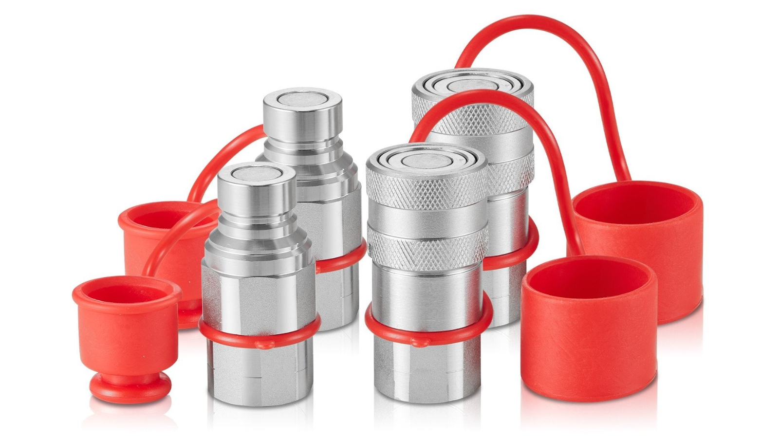 YS 1/2inch 4 Dust Caps Flat Face Hydraulic Coupler | Harvey Norman