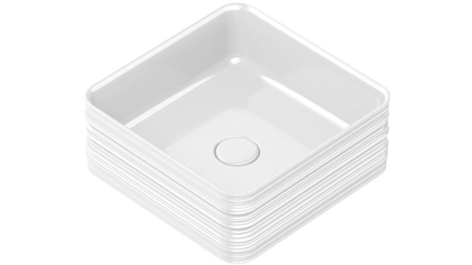 Parisi Trace Square Bench Basin - Gloss White | Harvey Norman
