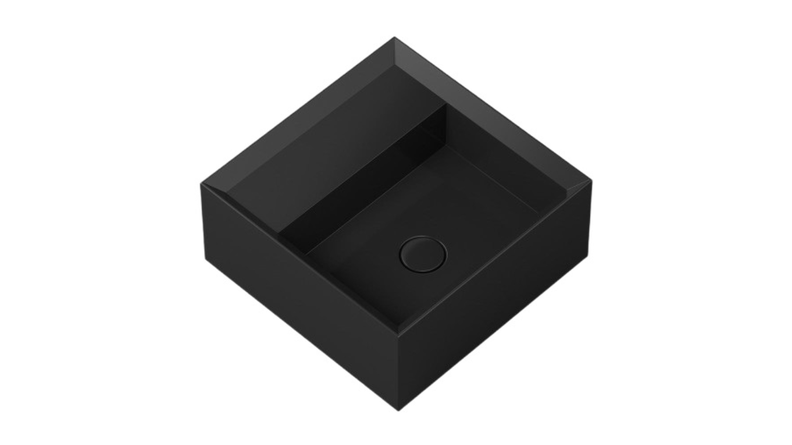 Parisi Cut 450 Square Bench Basin 0 Tap Hole - Gloss Black | Harvey Norman