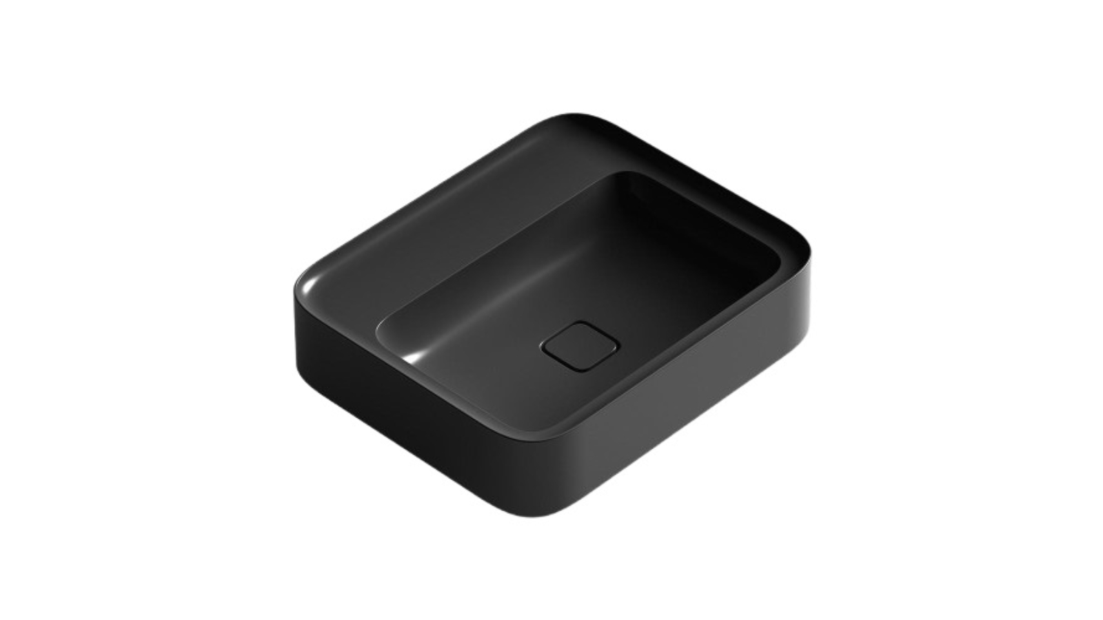 Parisi Cameo 600 Square Wall Basin 0 Tap Hole - Gloss Black | Harvey Norman