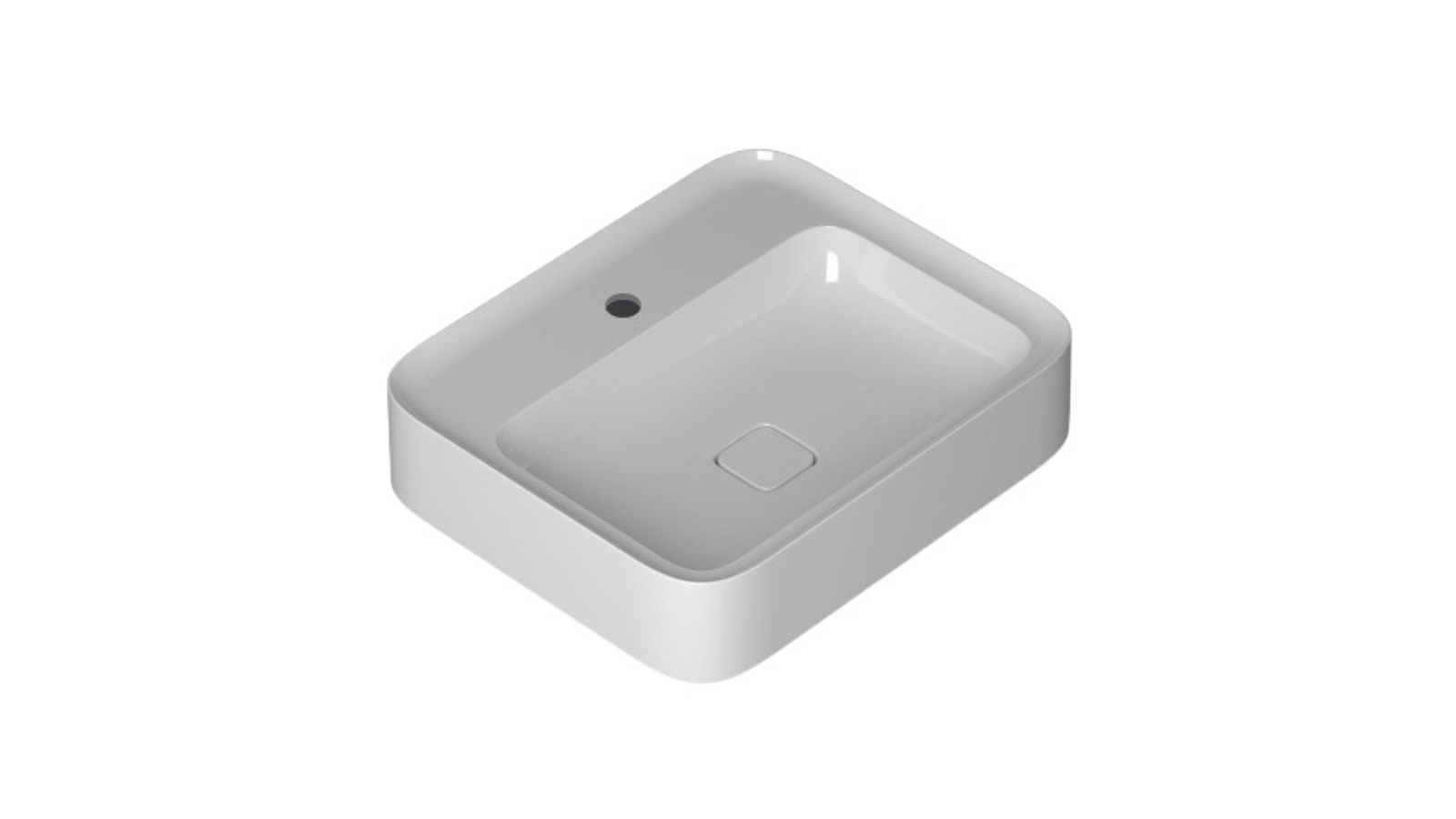 Parisi Cameo 600 Square Bench Basin 1 Tap Hole - Gloss White | Harvey ...