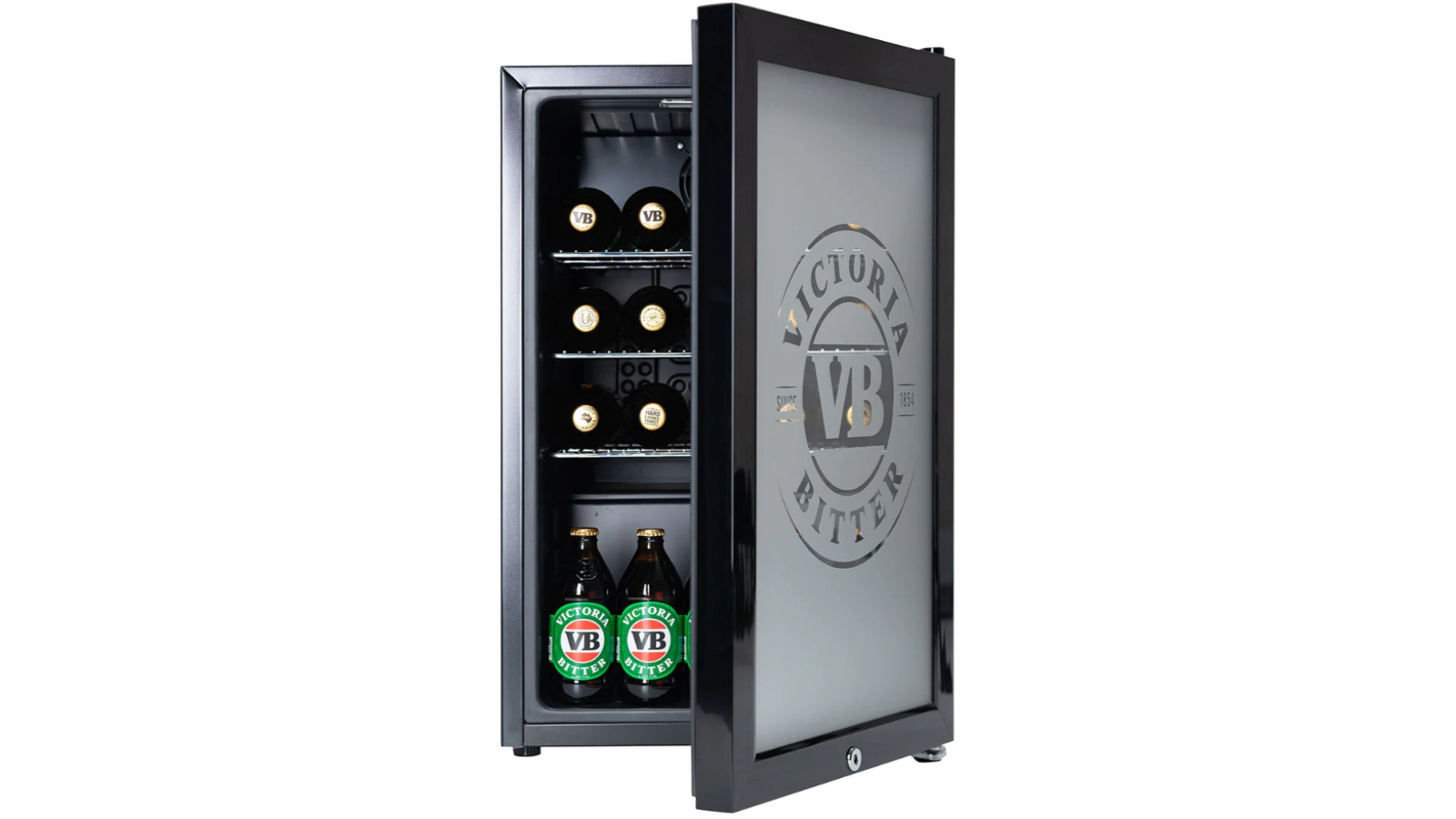 VB Glass Door Bar Fridge with Cool Frosted Logo 70 Litre | Harvey Norman