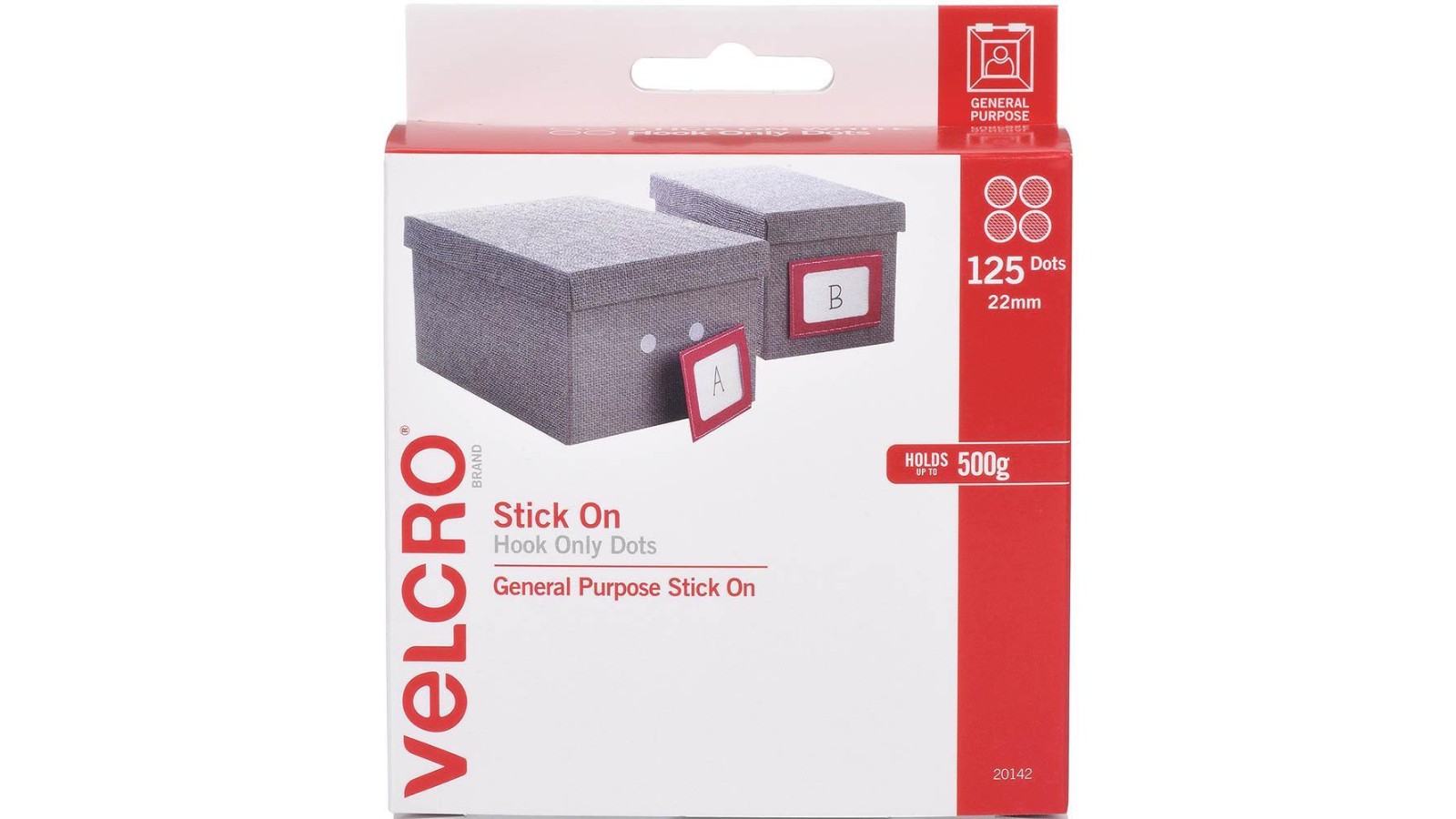 Velcro Pack of 125 2.2cm Brand Stick-On Hook Dot - White | Harvey Norman