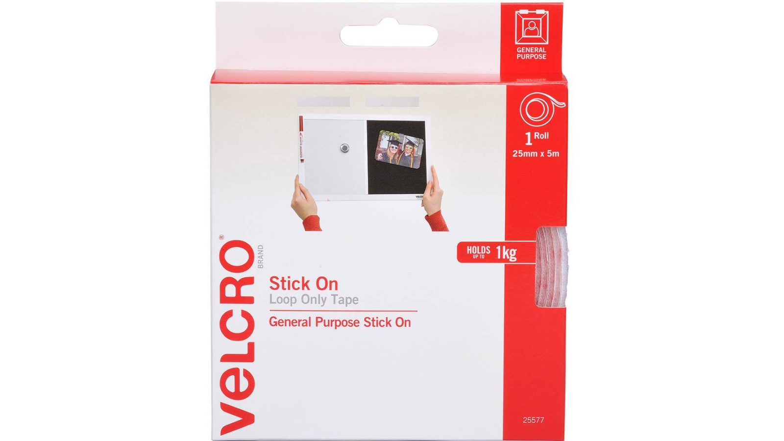 Velcro 2.5cm x 5metre Brand Stick-On Loop Only - White | Harvey Norman