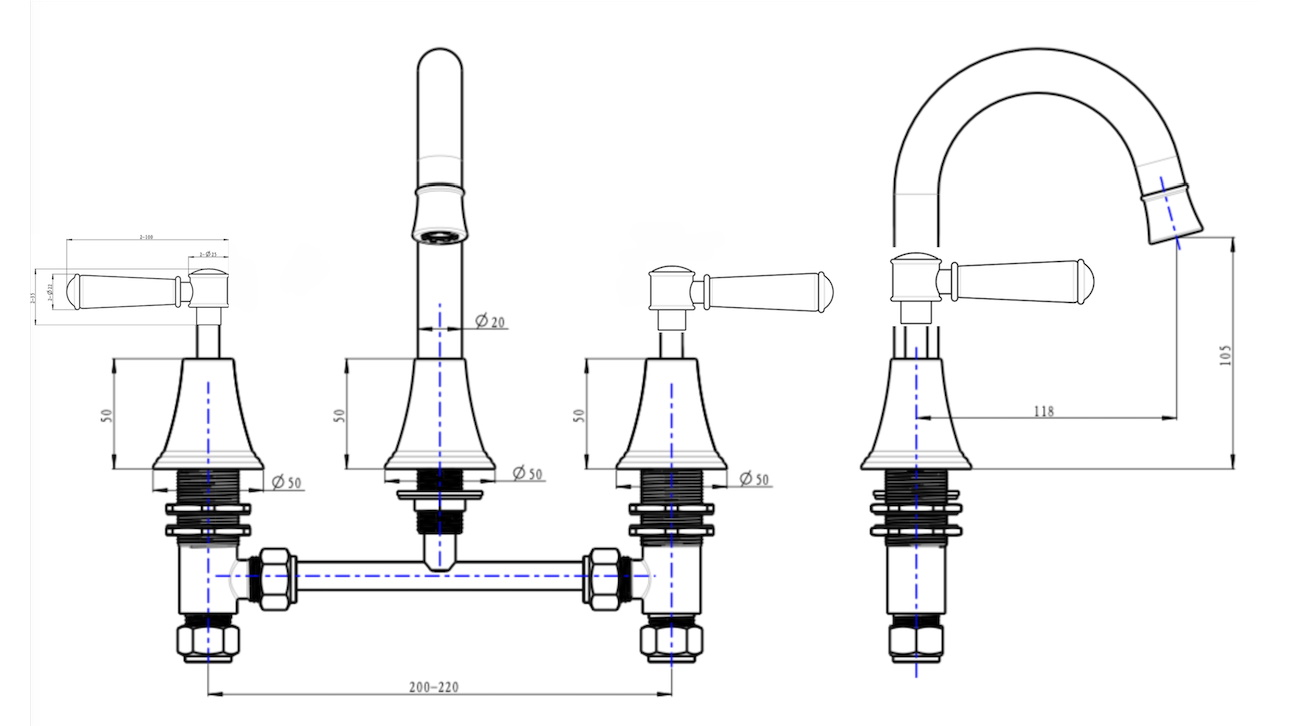 Linsol Vintage Lever Handle Basin Set - Chrome | Harvey Norman