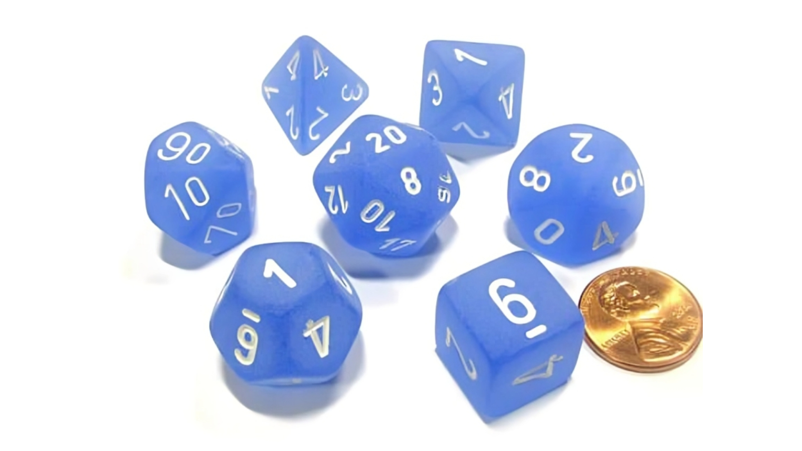 Chessex 7 Frosted Poly D7 Dice Die Set - Blue/White | Harvey Norman