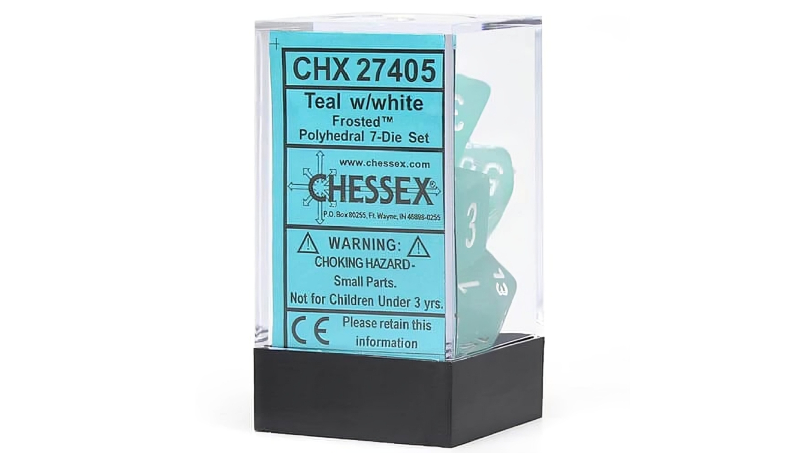 Chessex 7 Frosted Poly D7 Dice Die Set - Teal/White | Harvey Norman