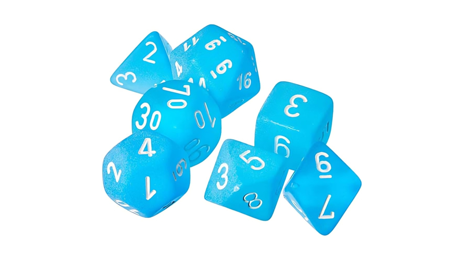 Chessex 7 Frosted Poly D7 Dice Die Set - C. Blue/White | Harvey Norman
