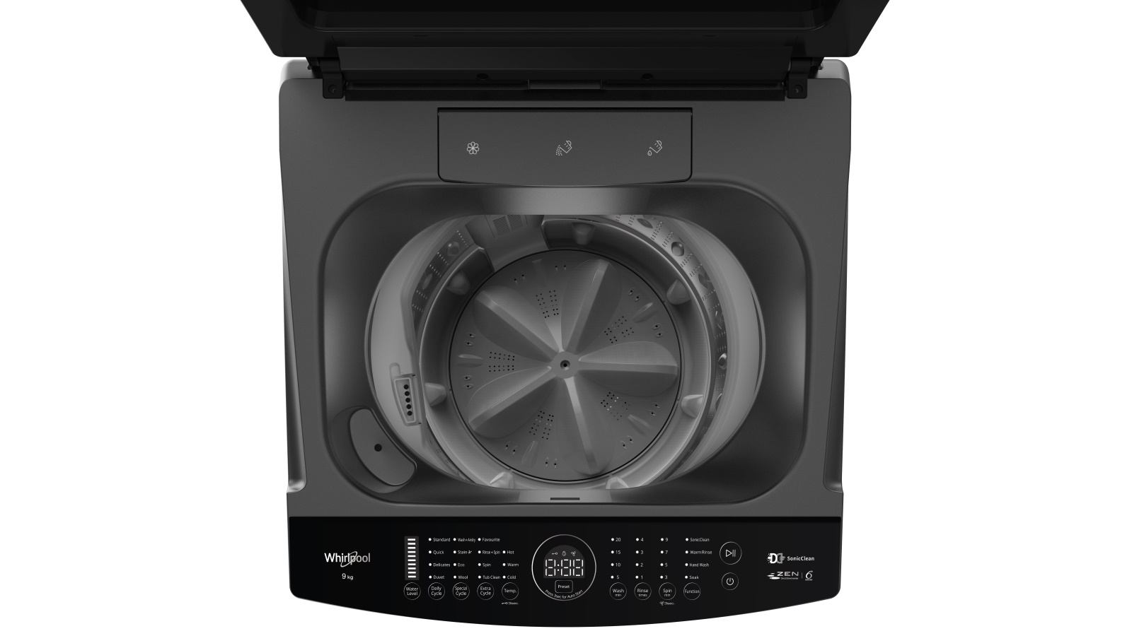 Whirlpool 9kg Sonic Clean Top Load Washing Machine - Grey | Harvey Norman