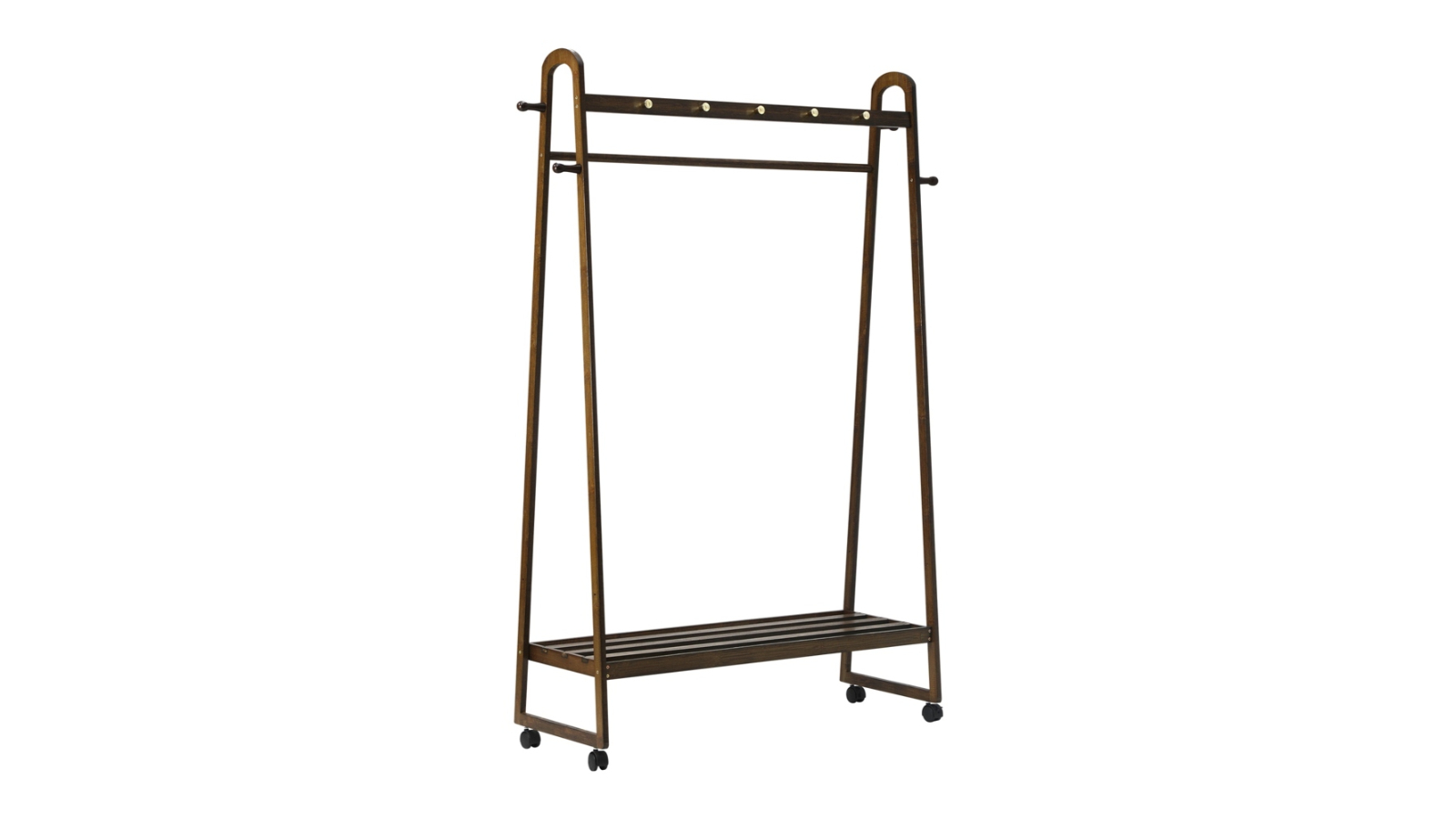 Oikiture Portable Hanging Rail Bamboo Clothes Rack - Brown | Harvey Norman