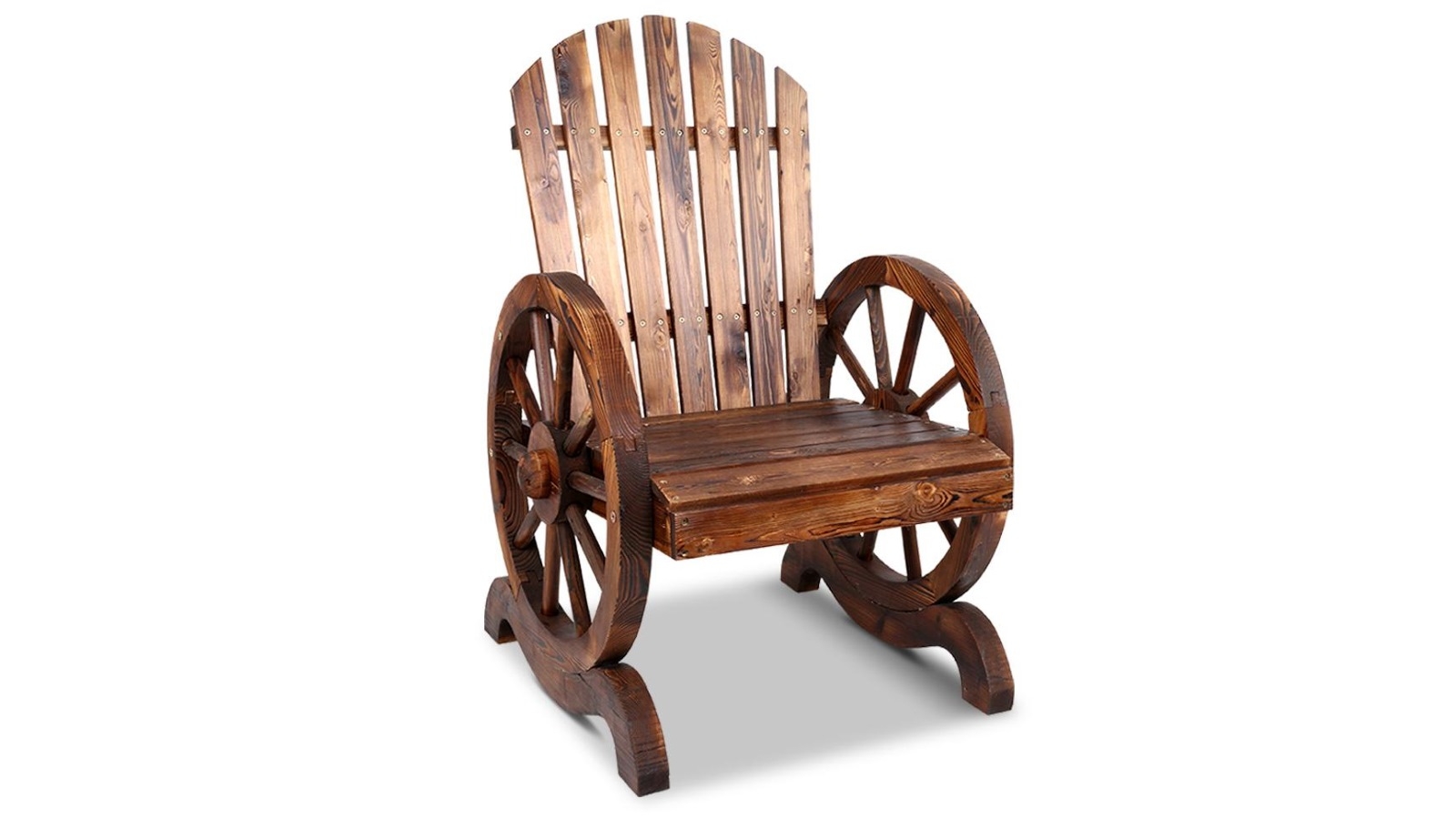 Gardeon Outdoor Wooden Wagon Wheel Chair - Brown | Harvey Norman