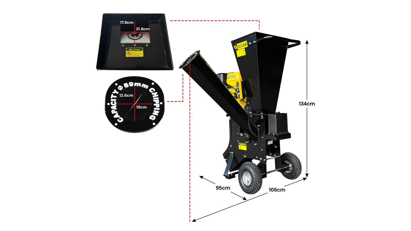 Ducar 601C 15HP Key Start Wood Chipper Mulcher Grinder - Yellow Black ...