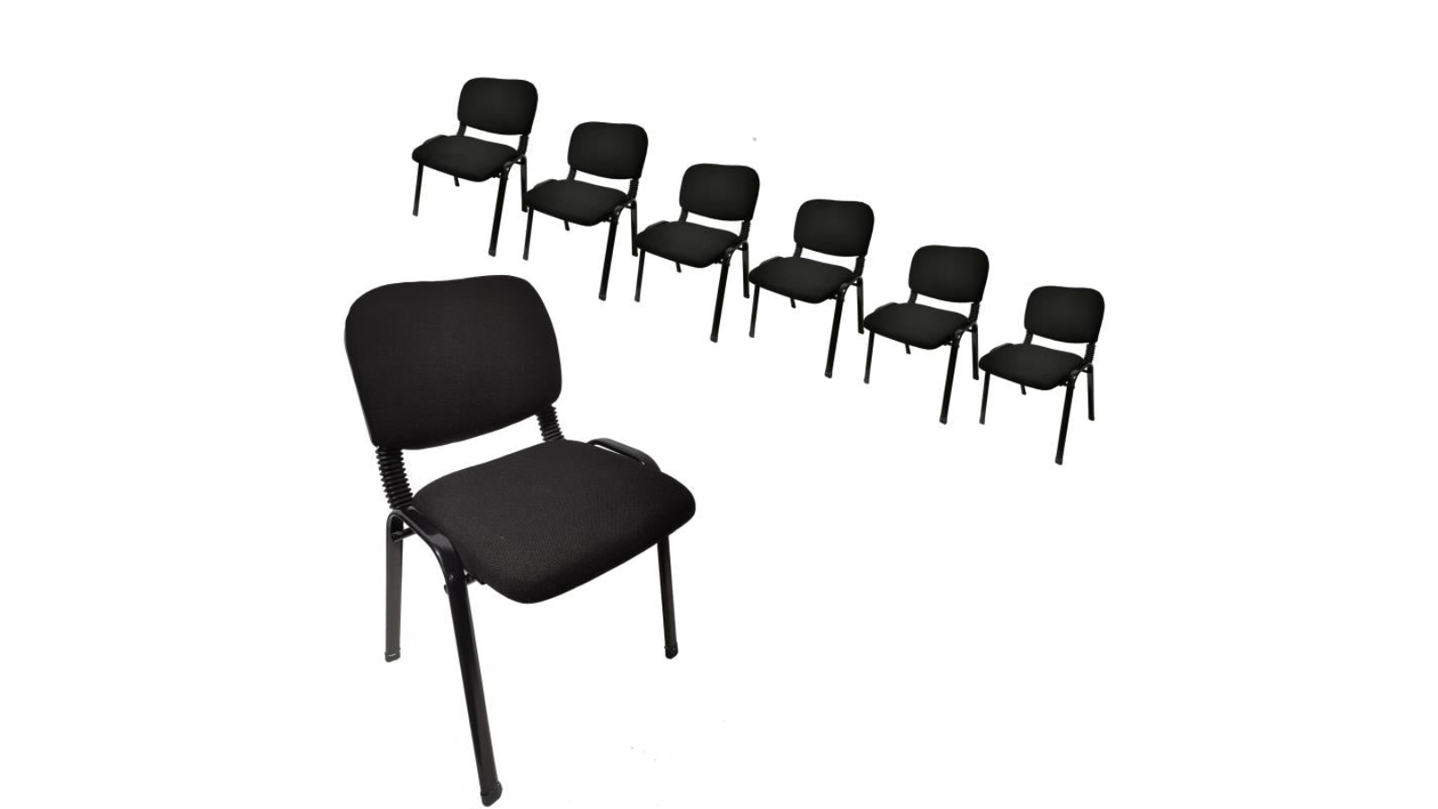 NNECN Set of 7 Stackable and Linkable Office Chair - Black | Harvey Norman