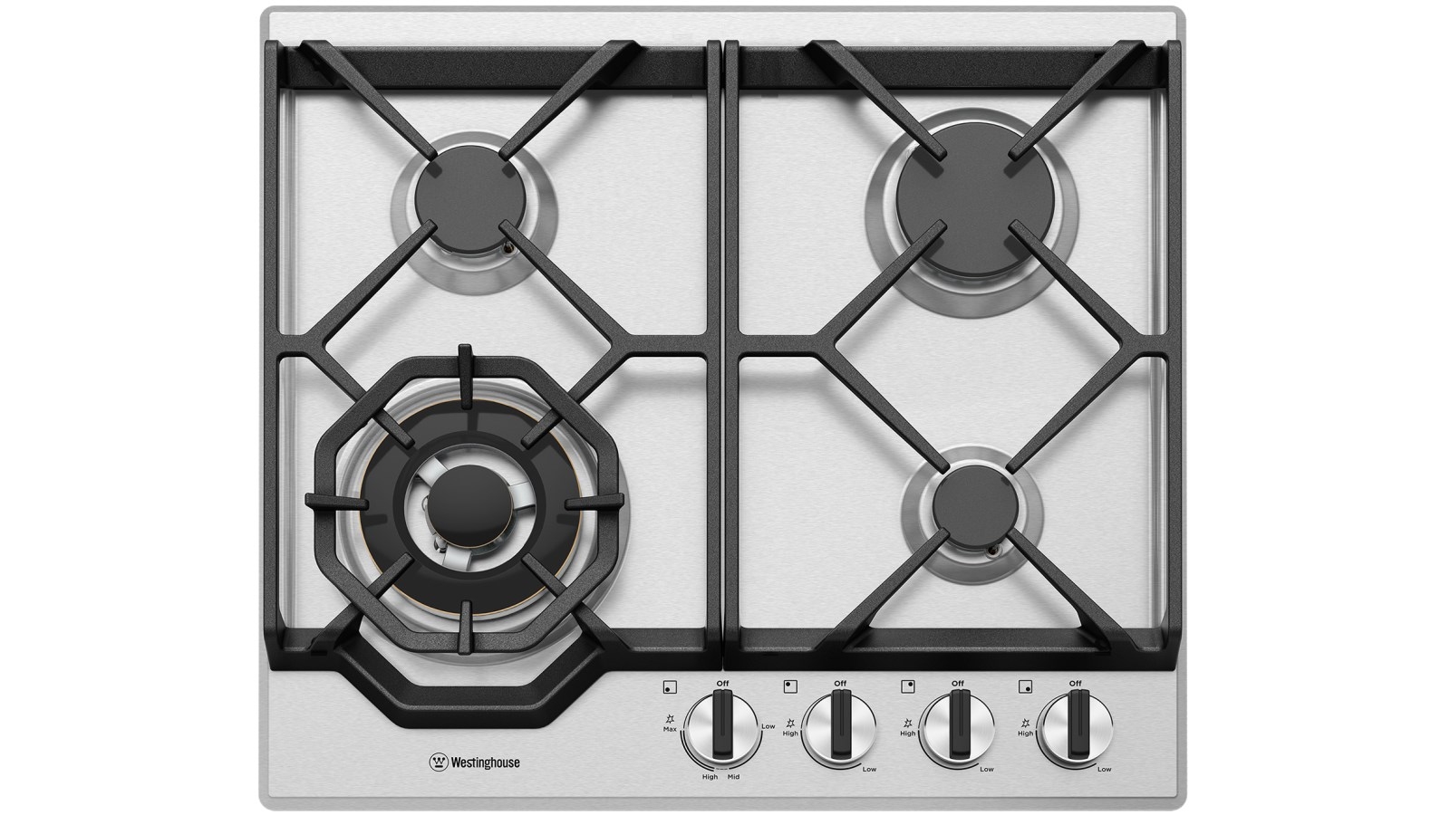 Westinghouse 600mm 4 Burner Stainless Steel Gas Cooktop with Dual Valve ...