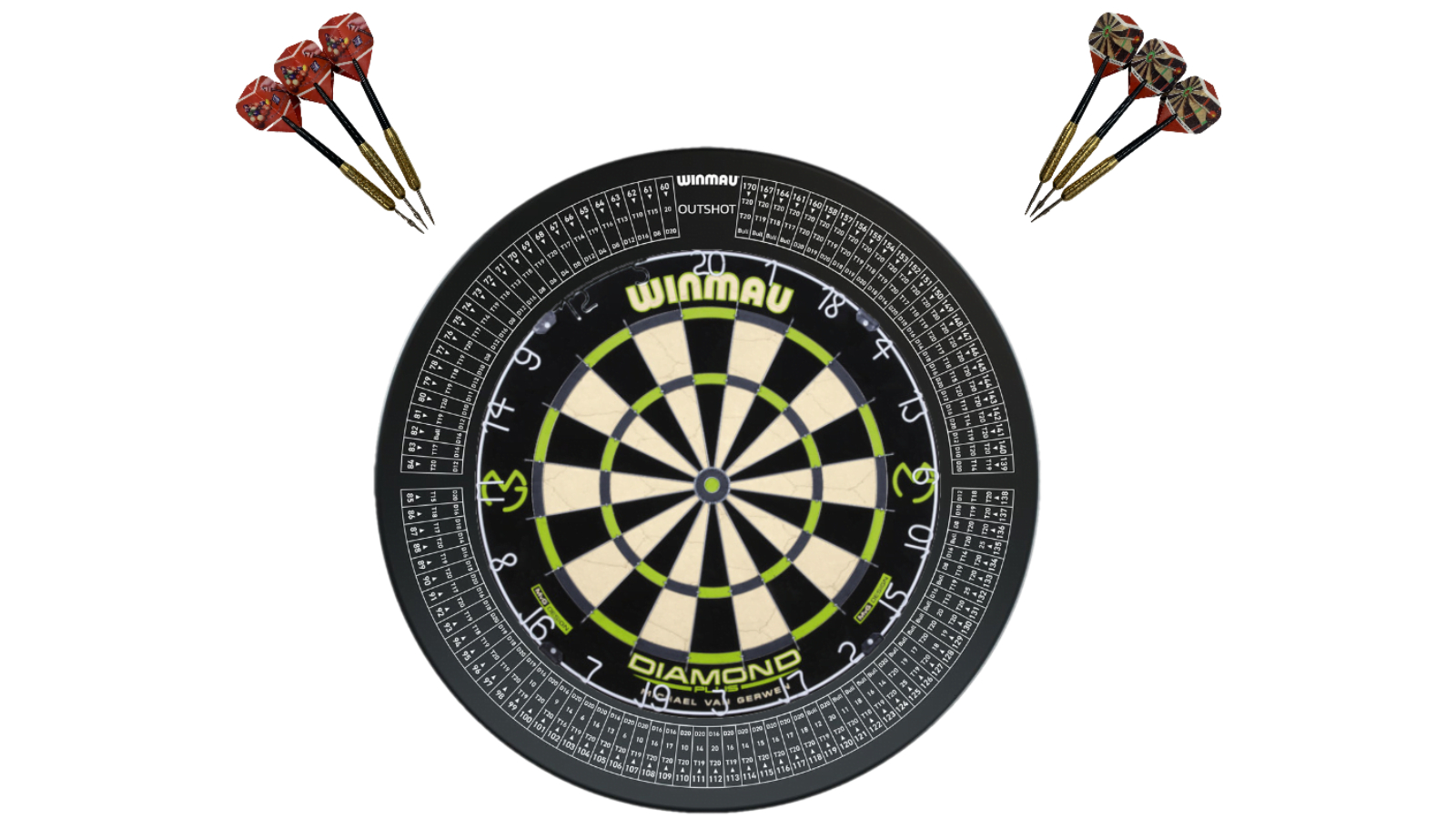 Winmau MVG Dart Board Michael Van Gerwen with Outshot Dartboard ...
