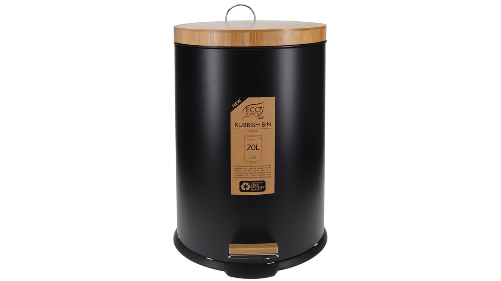 Eco Basics 20 Litre Rubbish Bin - Black | Harvey Norman
