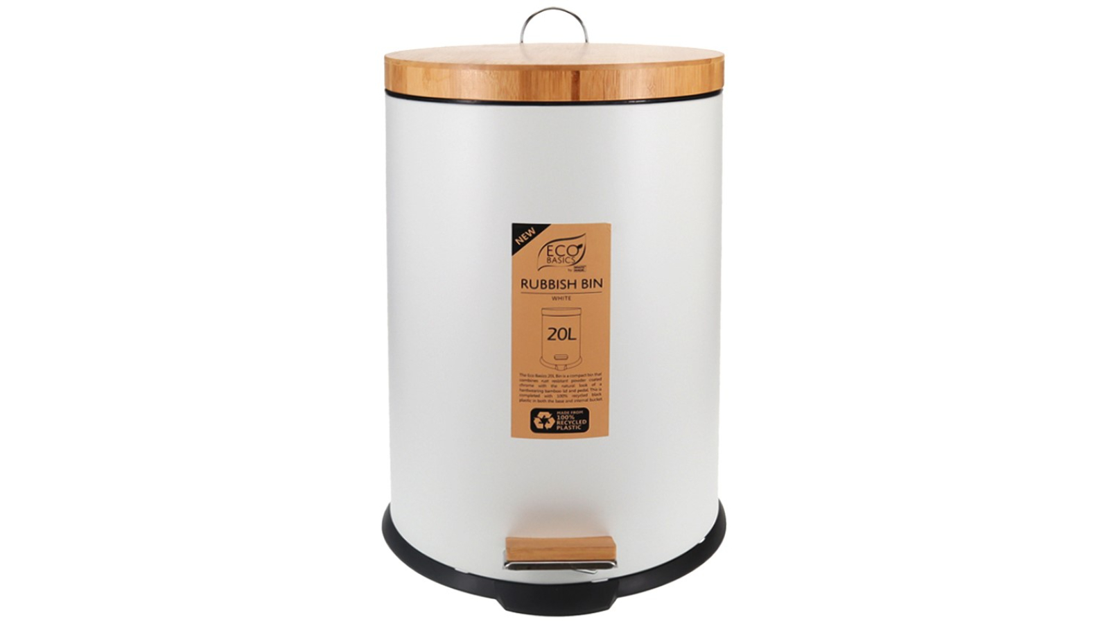 Eco Basics 20 Litre Rubbish Bin - White | Harvey Norman