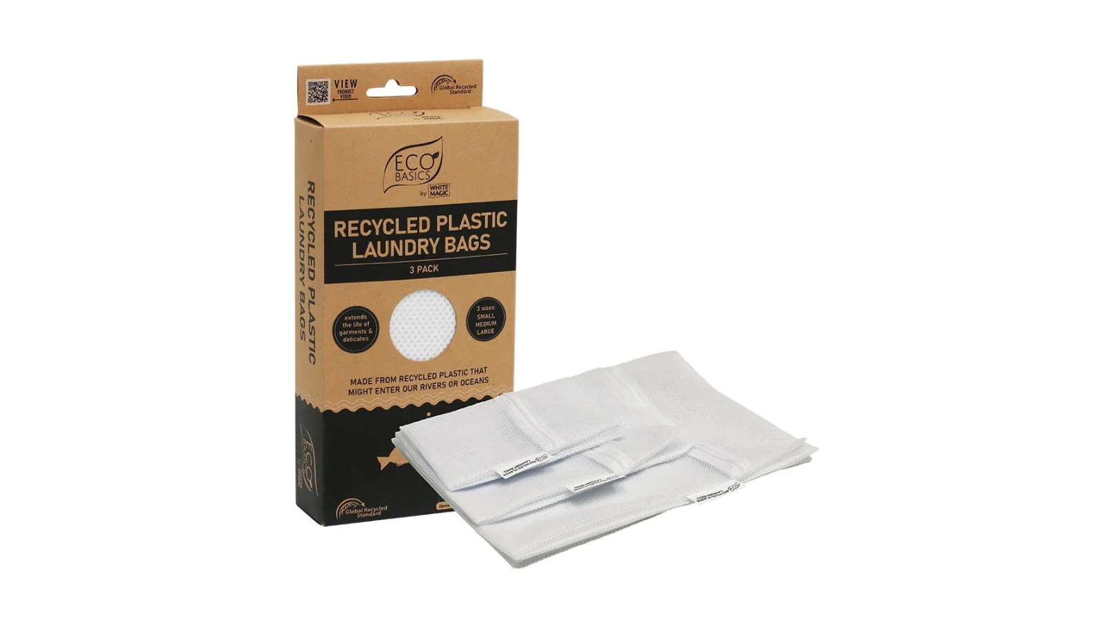 White Magic Eco Basis Recycled Plastic Laundry Bag Set of 3 | Harvey Norman